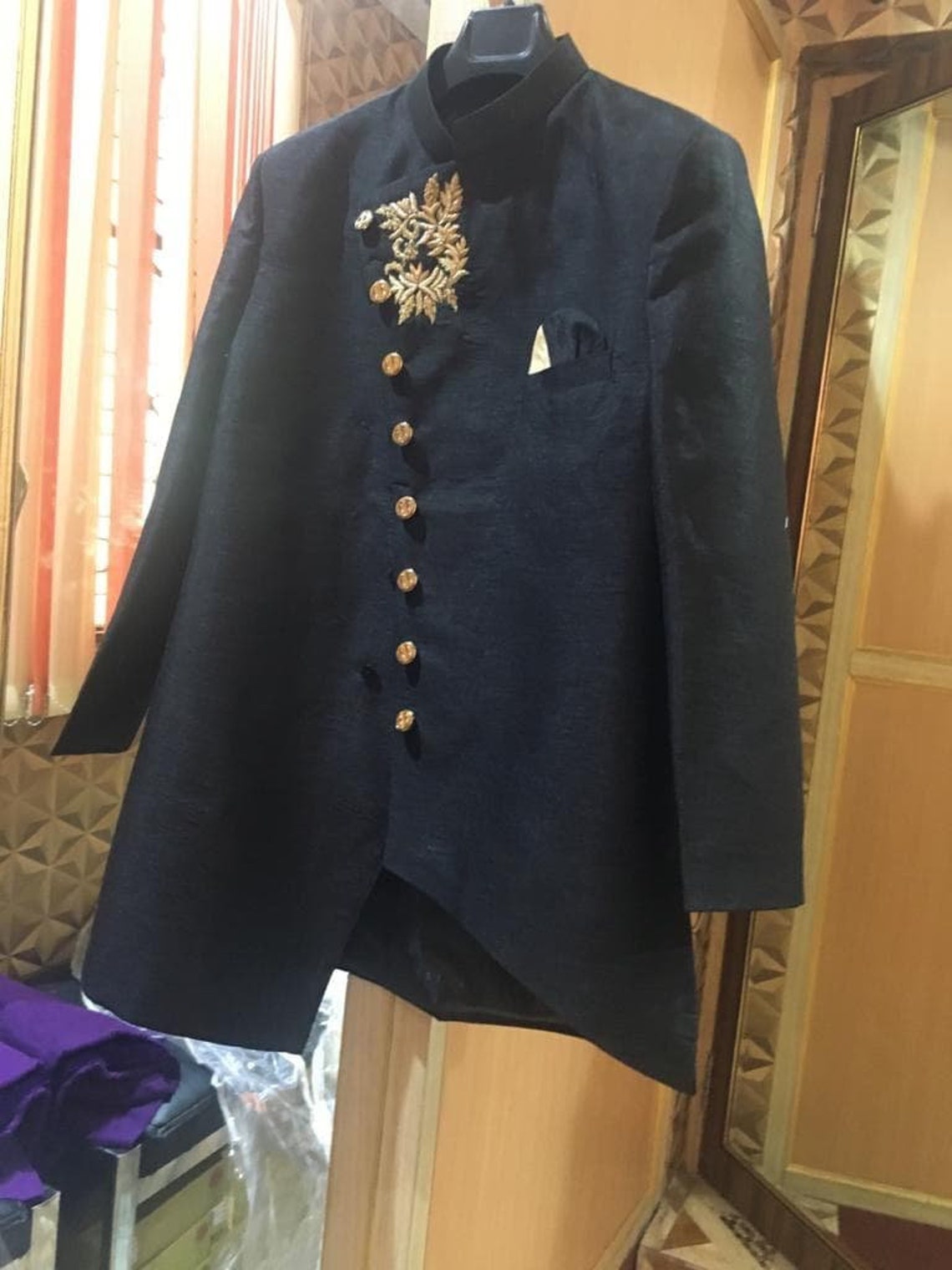 Hand Embroidered Indo Western Set With Patiala Pants Sherwani | Etsy