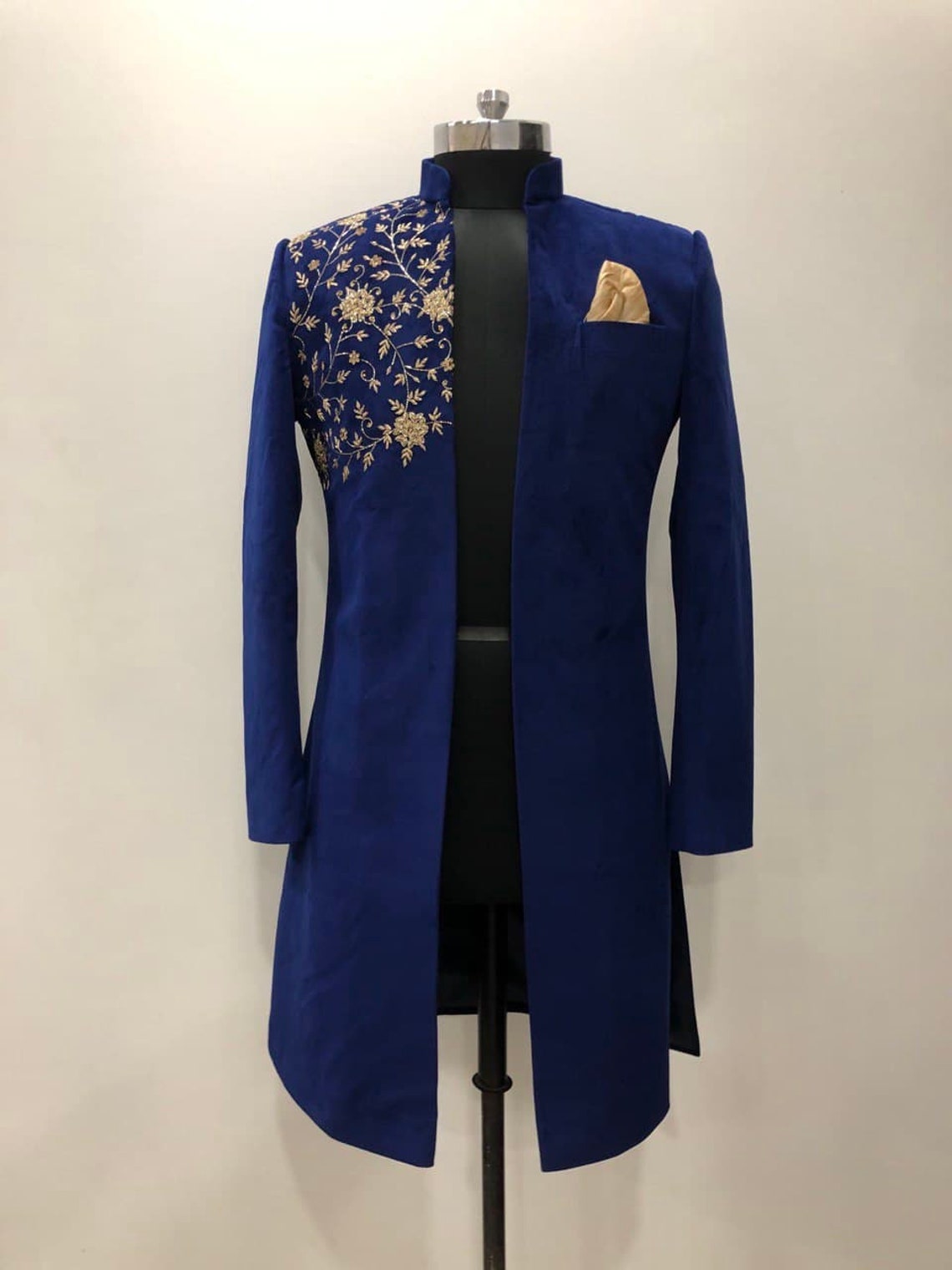 Hand Embroidered Front Open Sherwani With Kurta Pajama | Etsy