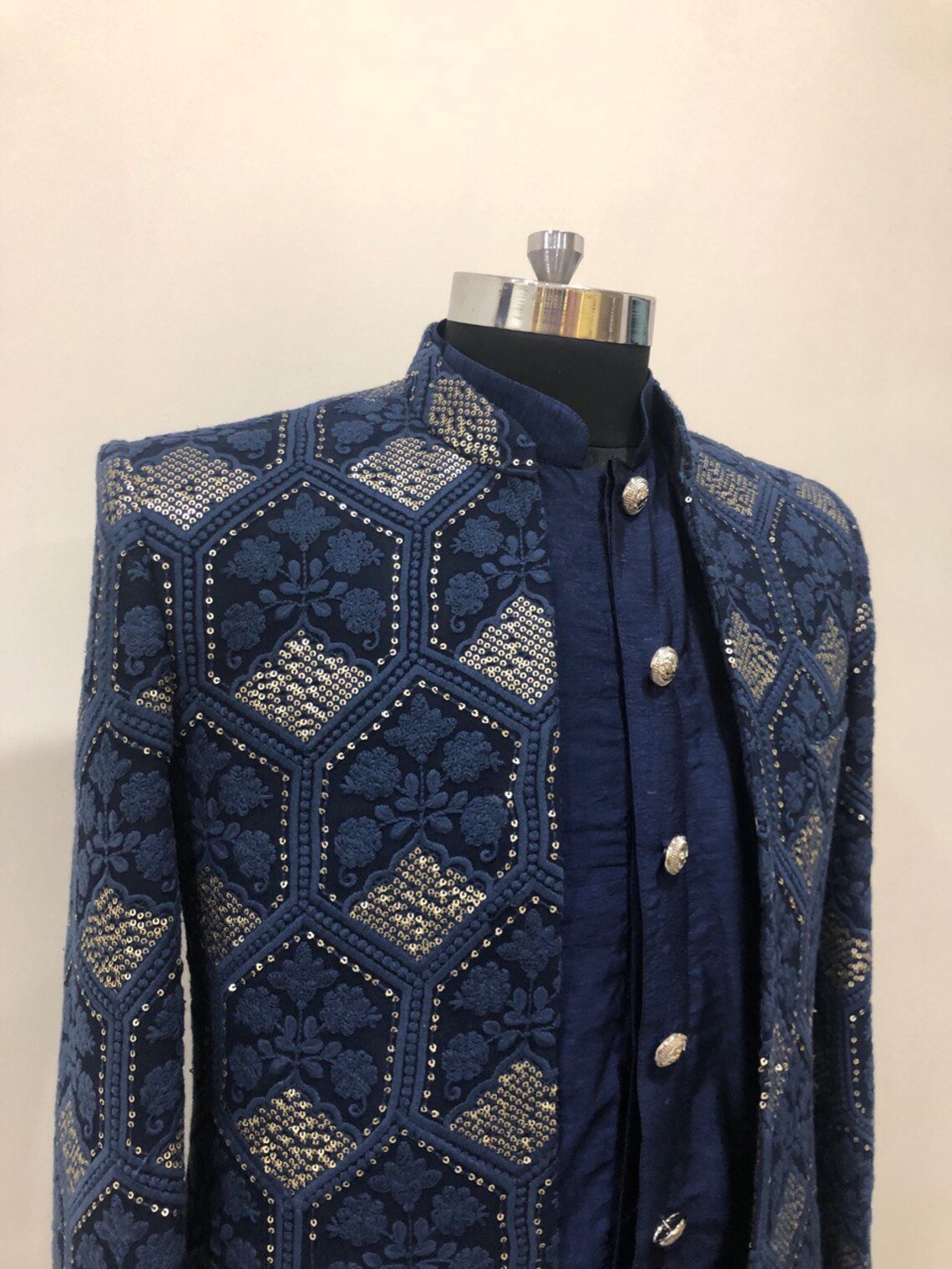 Handmade Mens Embroidered Open Shrug Set With Kurta and - Etsy