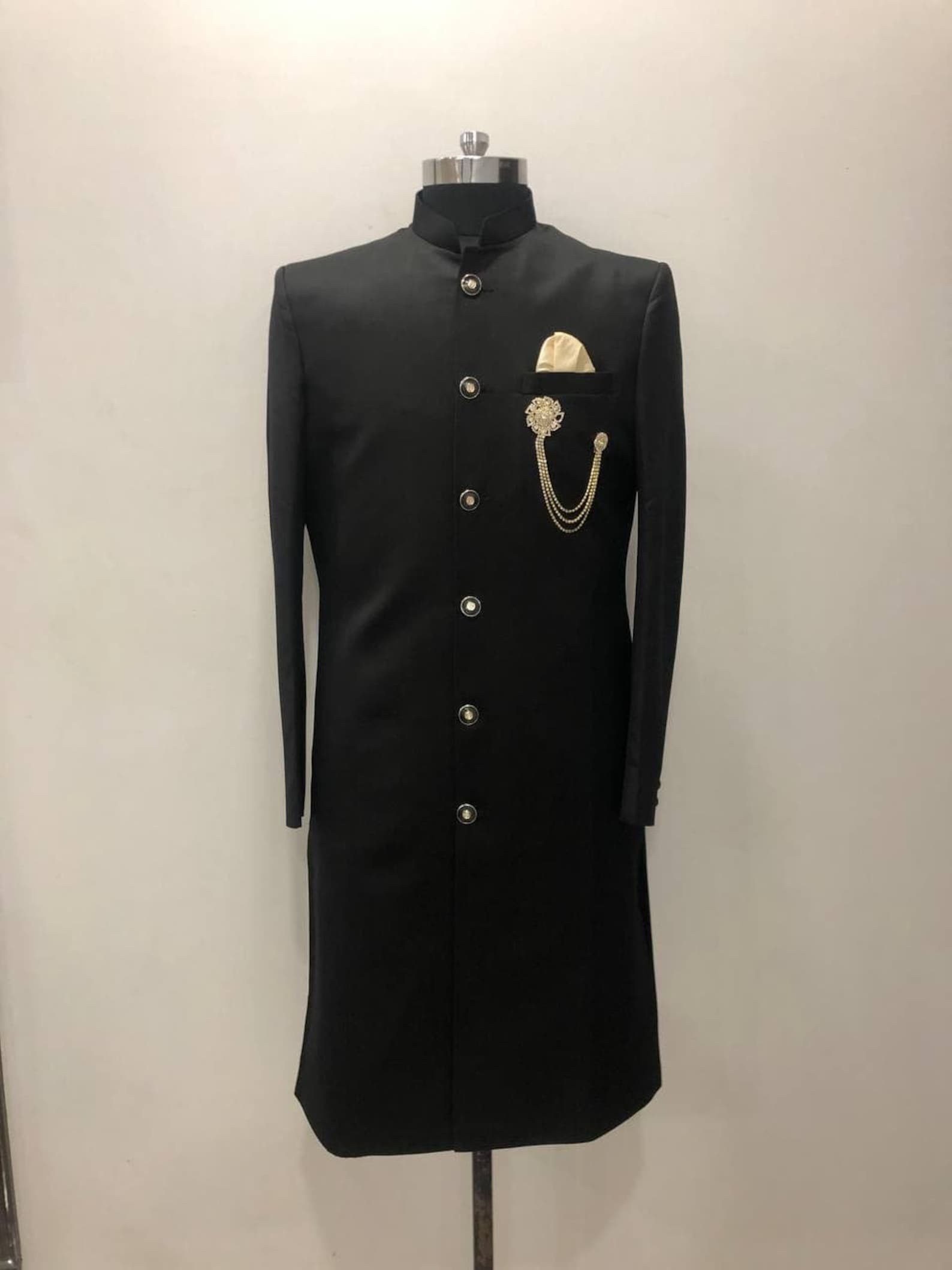 Handmade Solid Nawabi Sherwani With Pajamas| Indian Wedding Wear ...