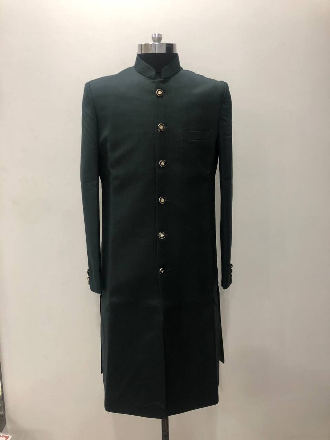 Handmade Solid Nawabi Sherwani With Pajamas| Indian Wedding Wear ...