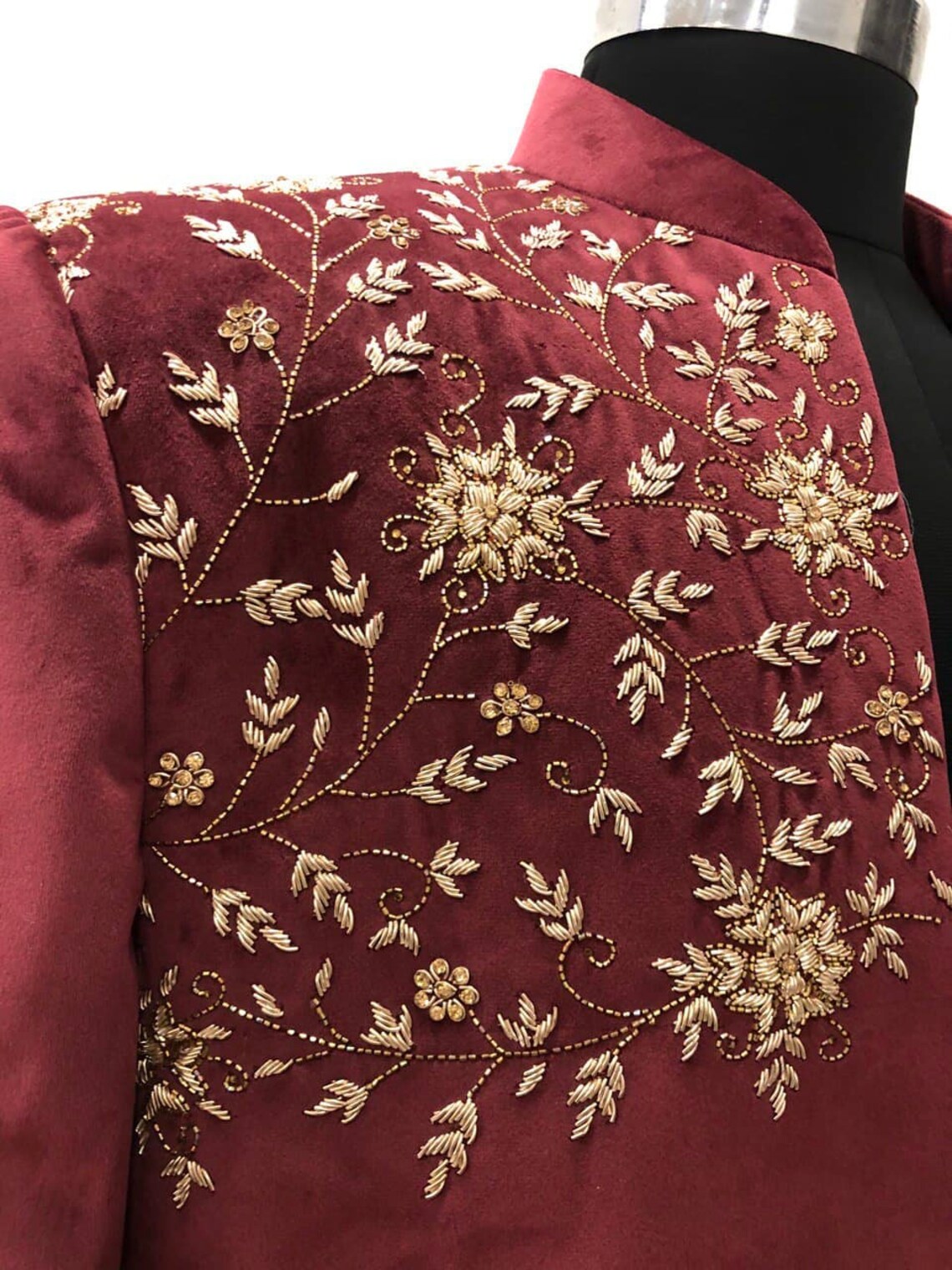 Hand Embroidered Front Open Sherwani With Kurta Pajama | Indian Wedding ...