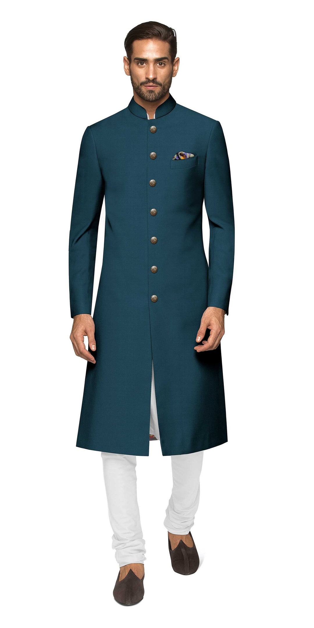 CUSTOM FIT Mens Classic Traditional - Long NAWABI Indowestern Paired ...