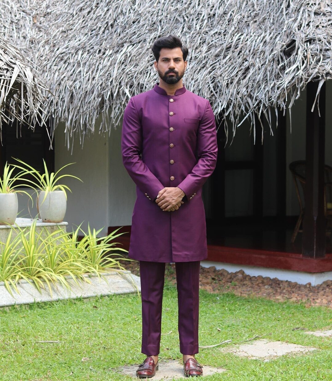 CUSTOM FIT Mens Classic Traditional - Long NAWABI Indowestern Paired ...