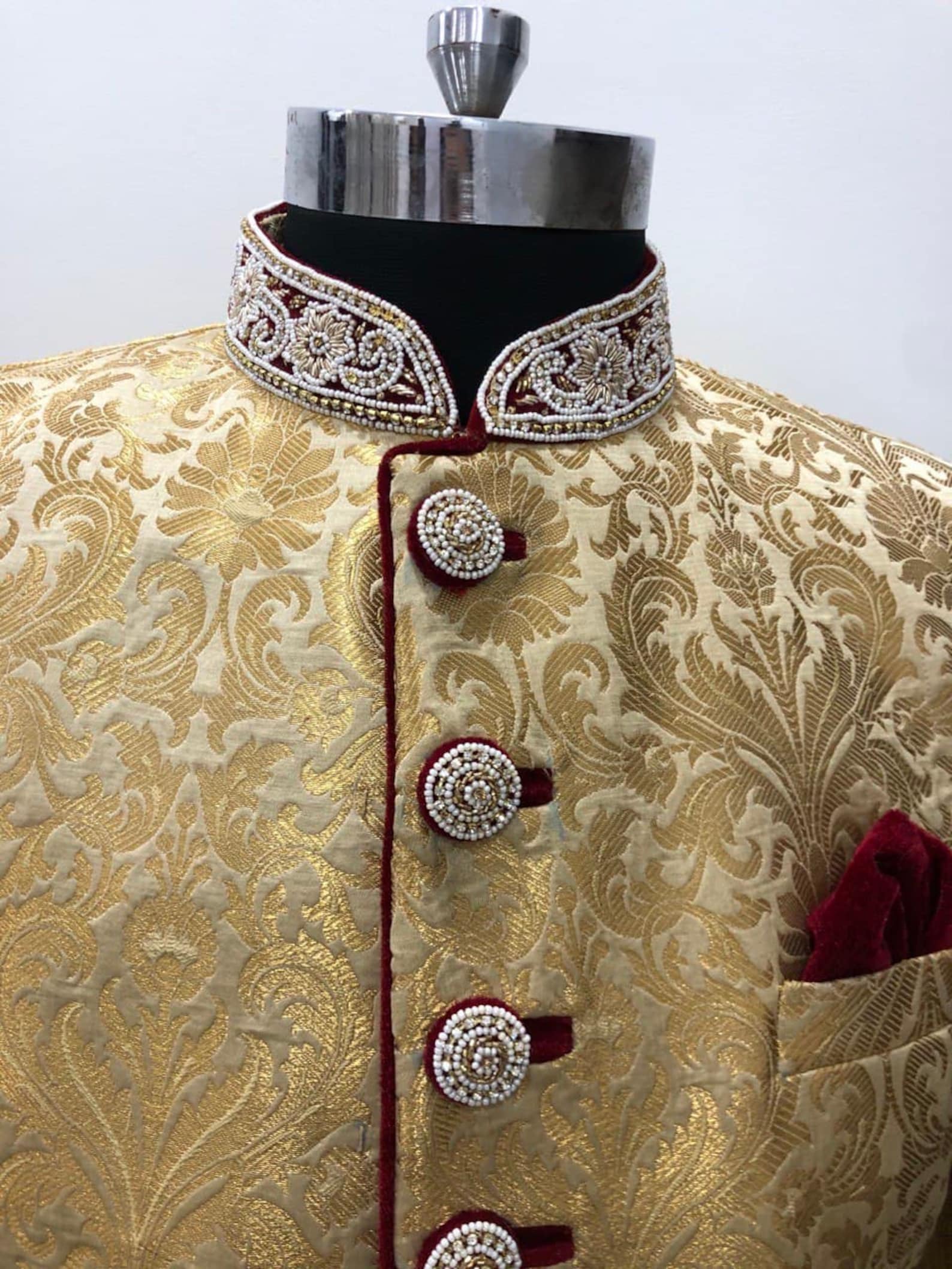 Hand Embroidered Brocade Silk Sherwani Sherwani for Menmens - Etsy