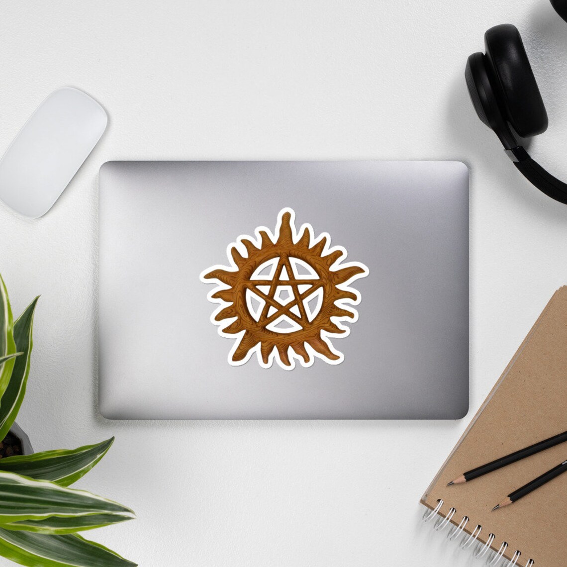 Sunburst Pentacle Sticker Anti-possession Wood Carving SPN Bubble-free ...