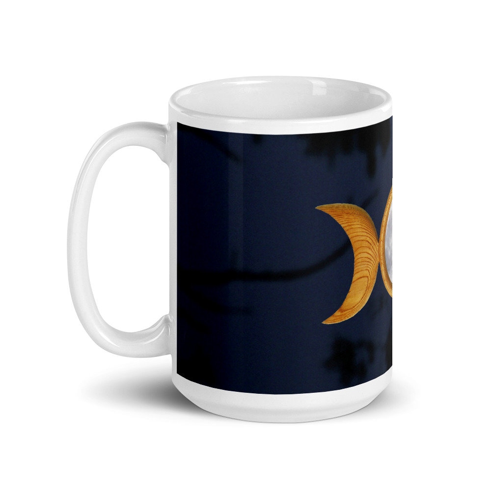 Celtic Triple Moon Goddess Ceramic Coffee Mug Full Moon Night Sky ...