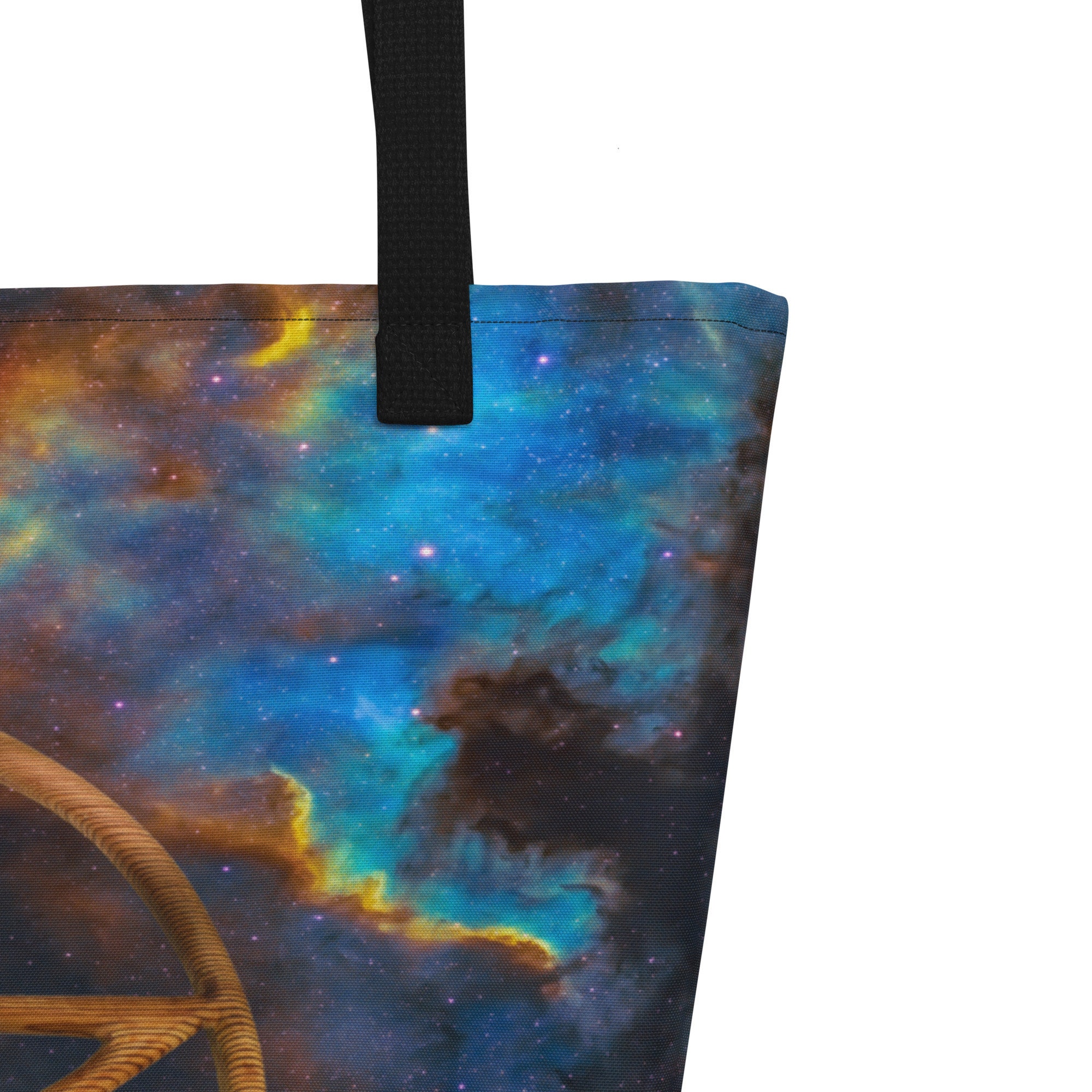 Pentacle Beach Bag 16x20” With Inner Pocket Wiccan Encircled Pentagram ...
