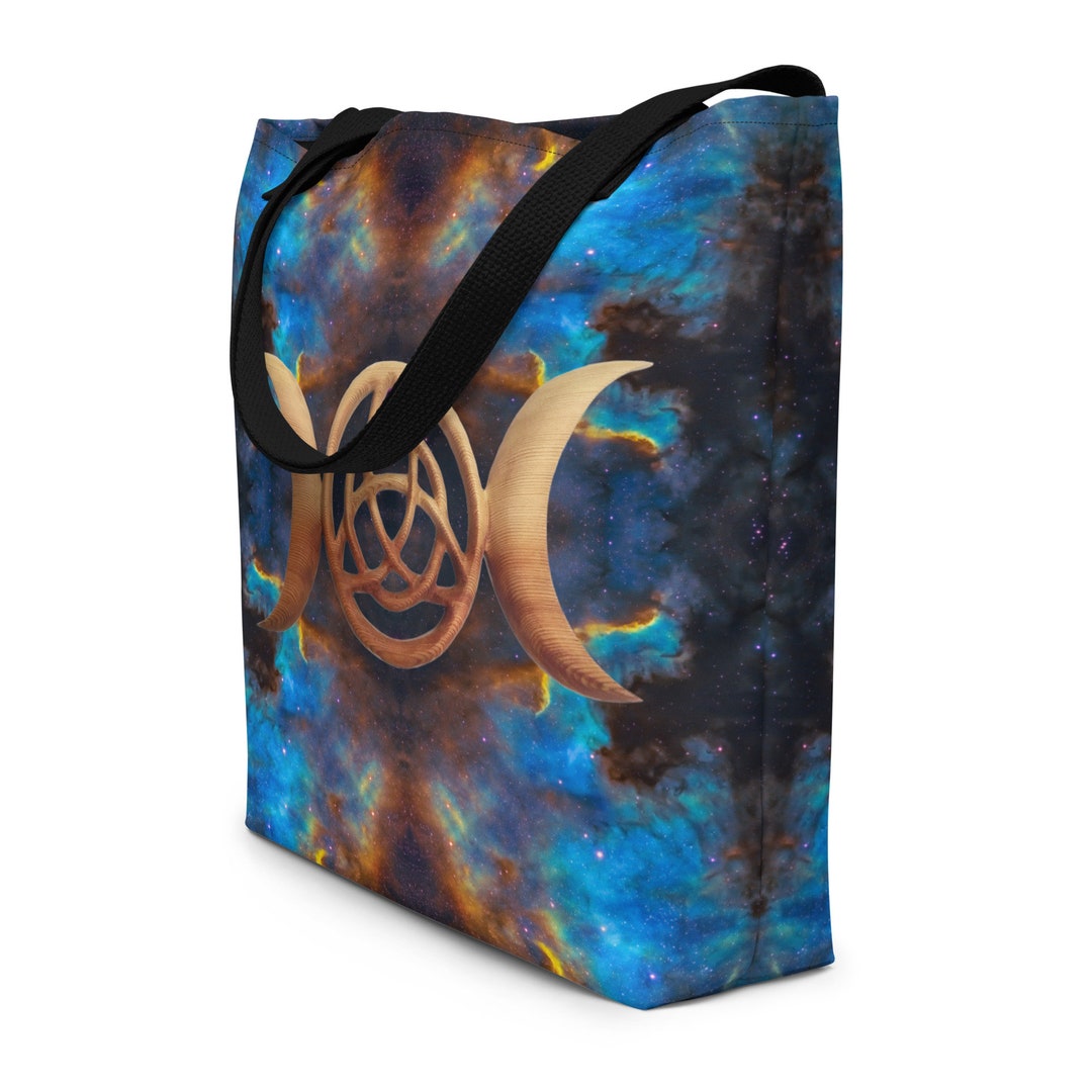 Beach Bag Triple Moon Triquetra Wiccan Blues Gold Orange Green in a ...