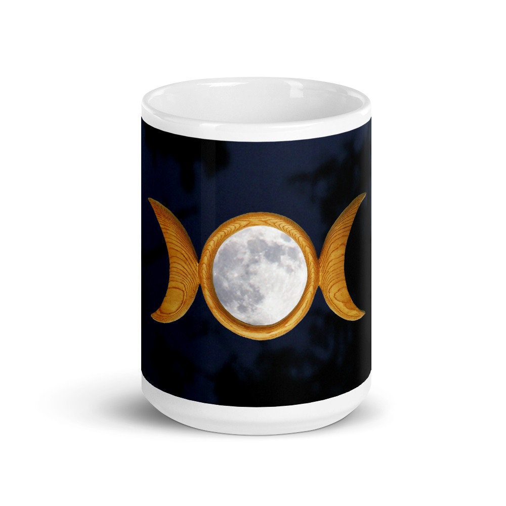 Celtic Triple Moon Goddess Ceramic Coffee Mug Full Moon Night Sky ...