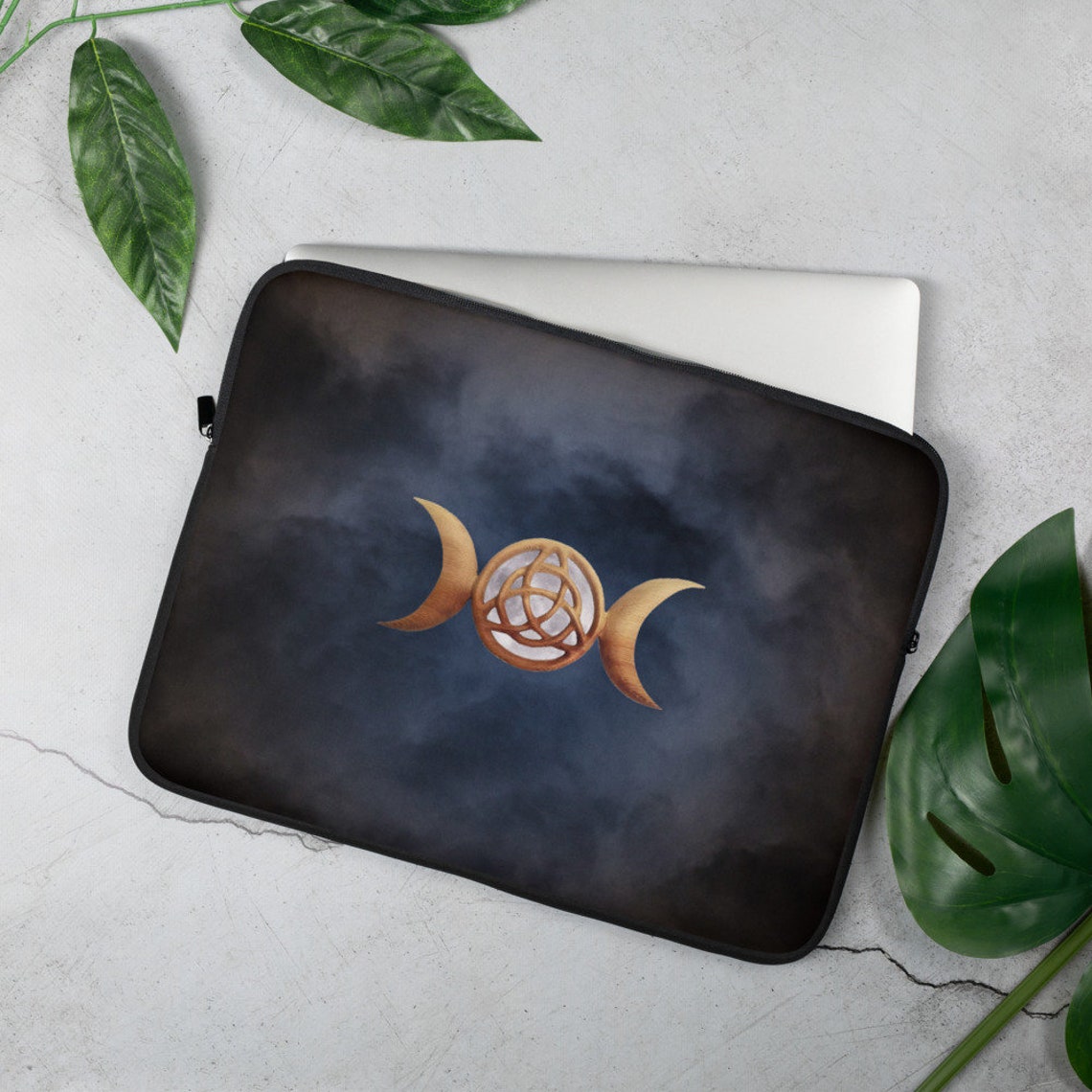 Celtic Triple Moon Goddess With Triquetra Laptop Sleeve Full Moon Night ...