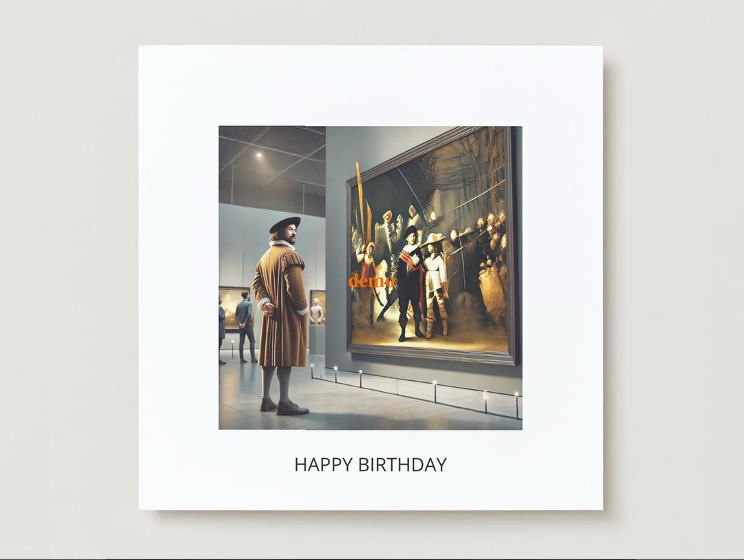Happy Birthday Greetz Card Rembrandt Van Rijn Visit Night Watch - Etsy