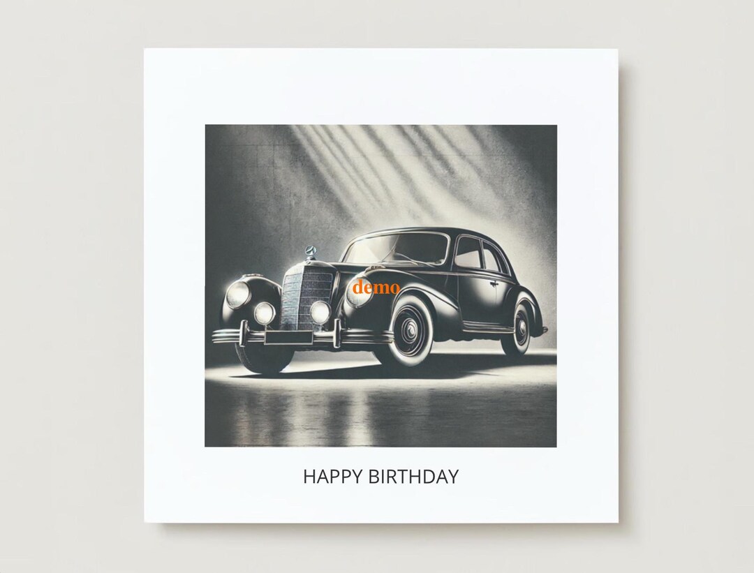 Happy Birthday Greetz Card Vintage Mercedes Classic - Etsy