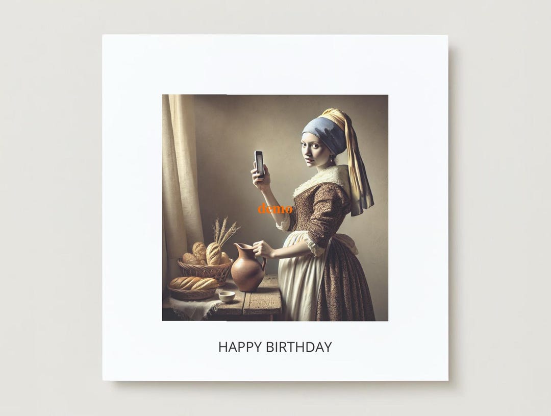 Happy Birthday Greetz Card Milk Maid With iPhone - Etsy