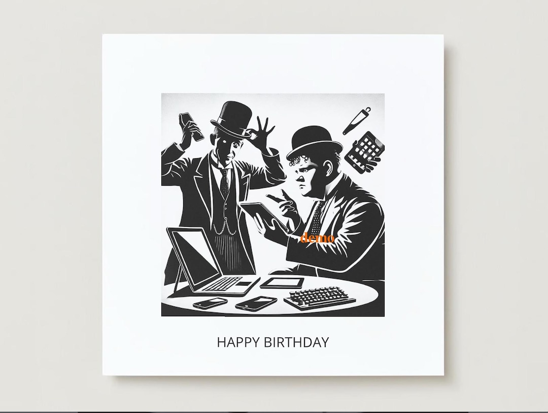 Happy Birthday Greetz Card Laurel and Hardy Modern Time! - Etsy