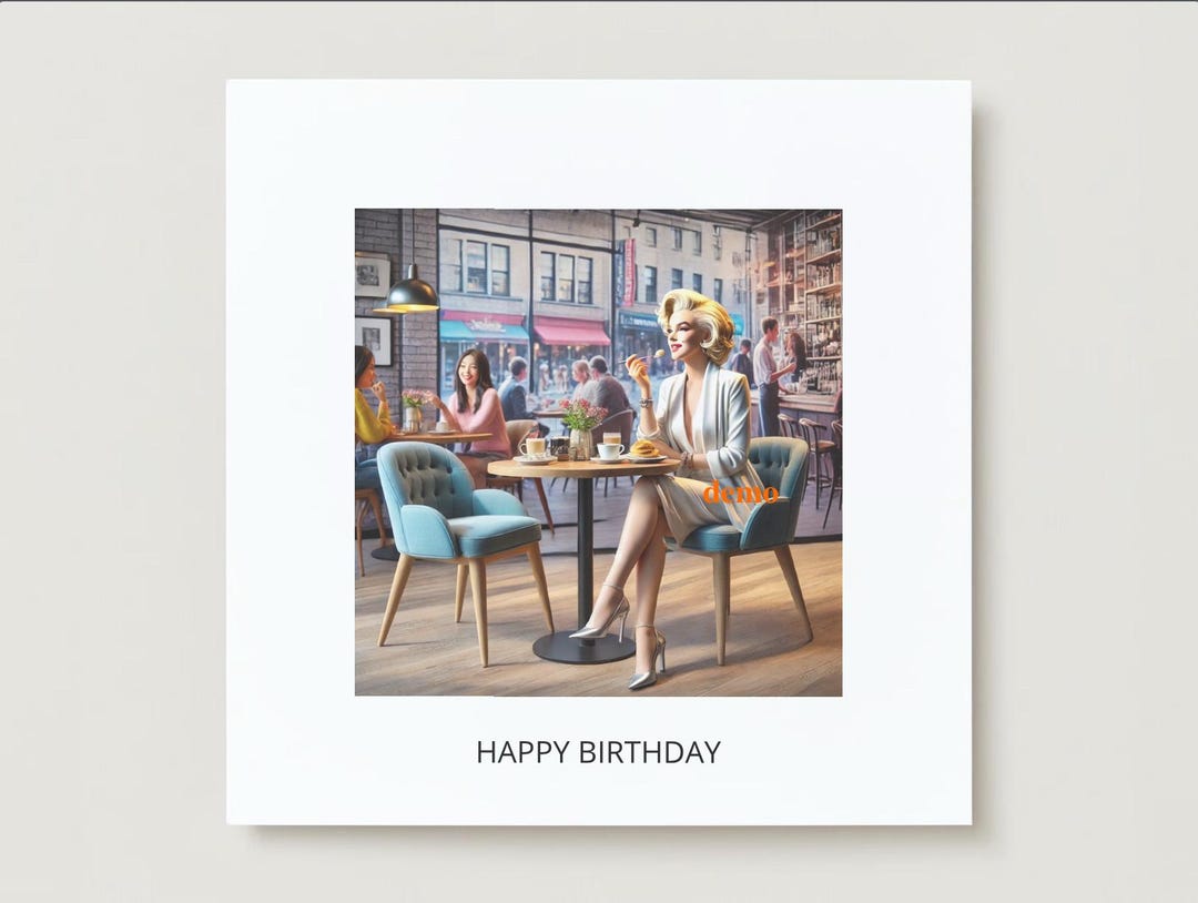 Happy Birthday Greetz Card Marilyn in Coffeeshop - Etsy