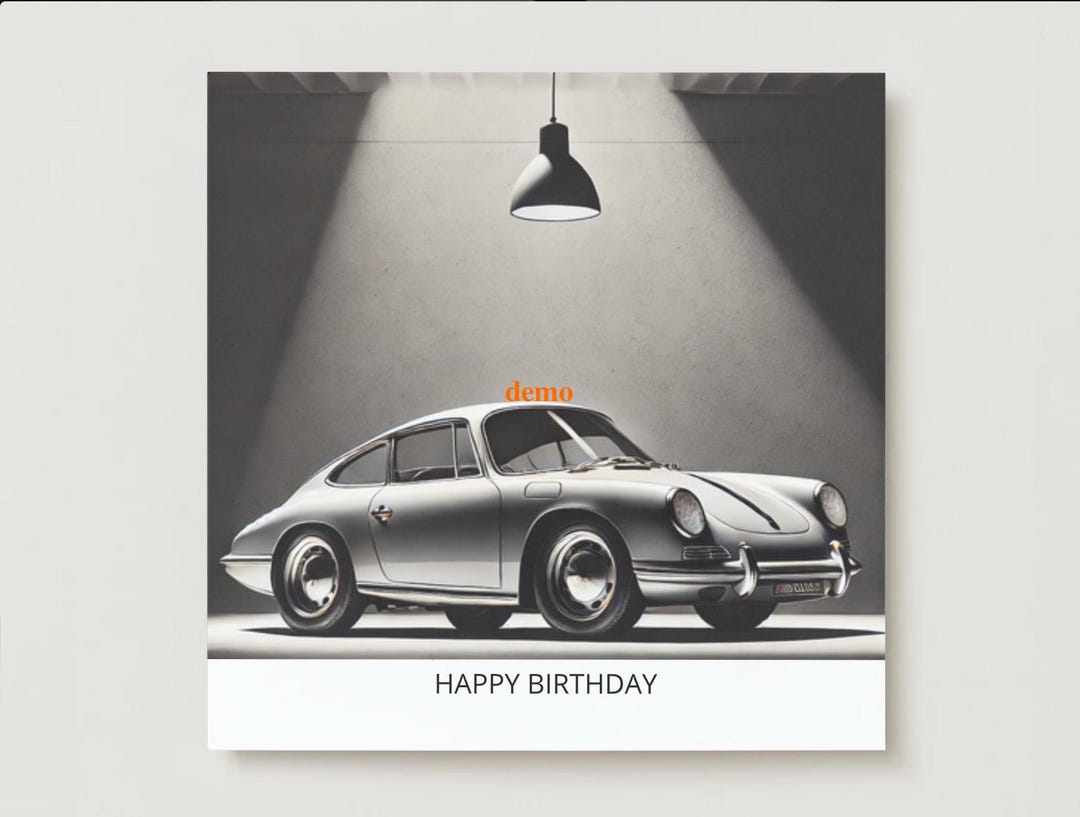 Digital Happy Birthday Greetz Card Classic Porsche! - Etsy