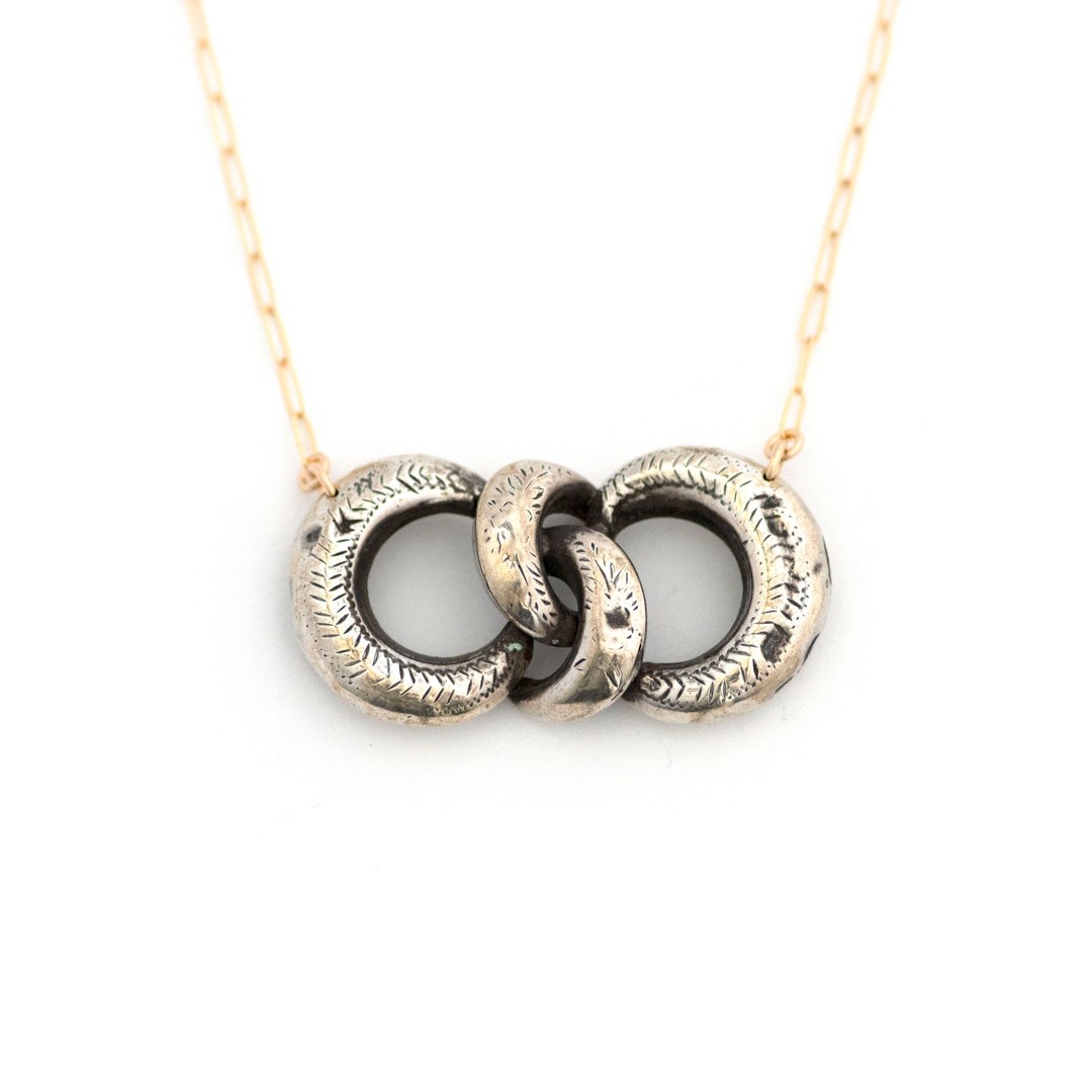 Interweaving Crescent Loops Necklace, Antique Victorian Sterling ...