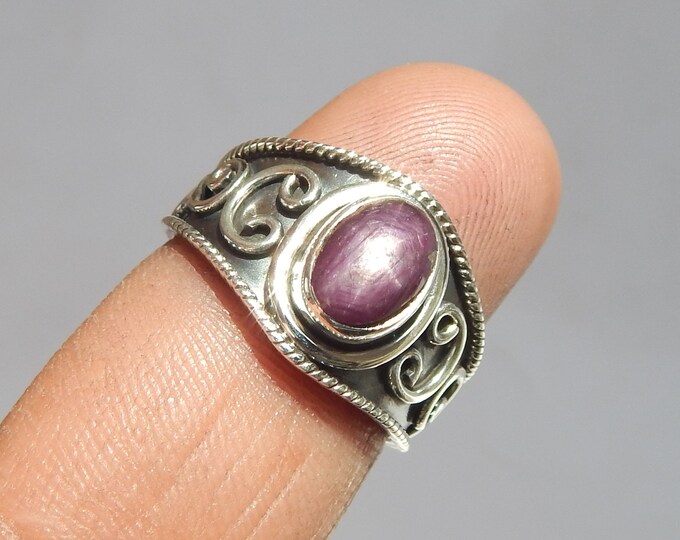 Natural Star Ruby Ring, Oval Star Ruby Ring, Star Ruby Designer Silver ...