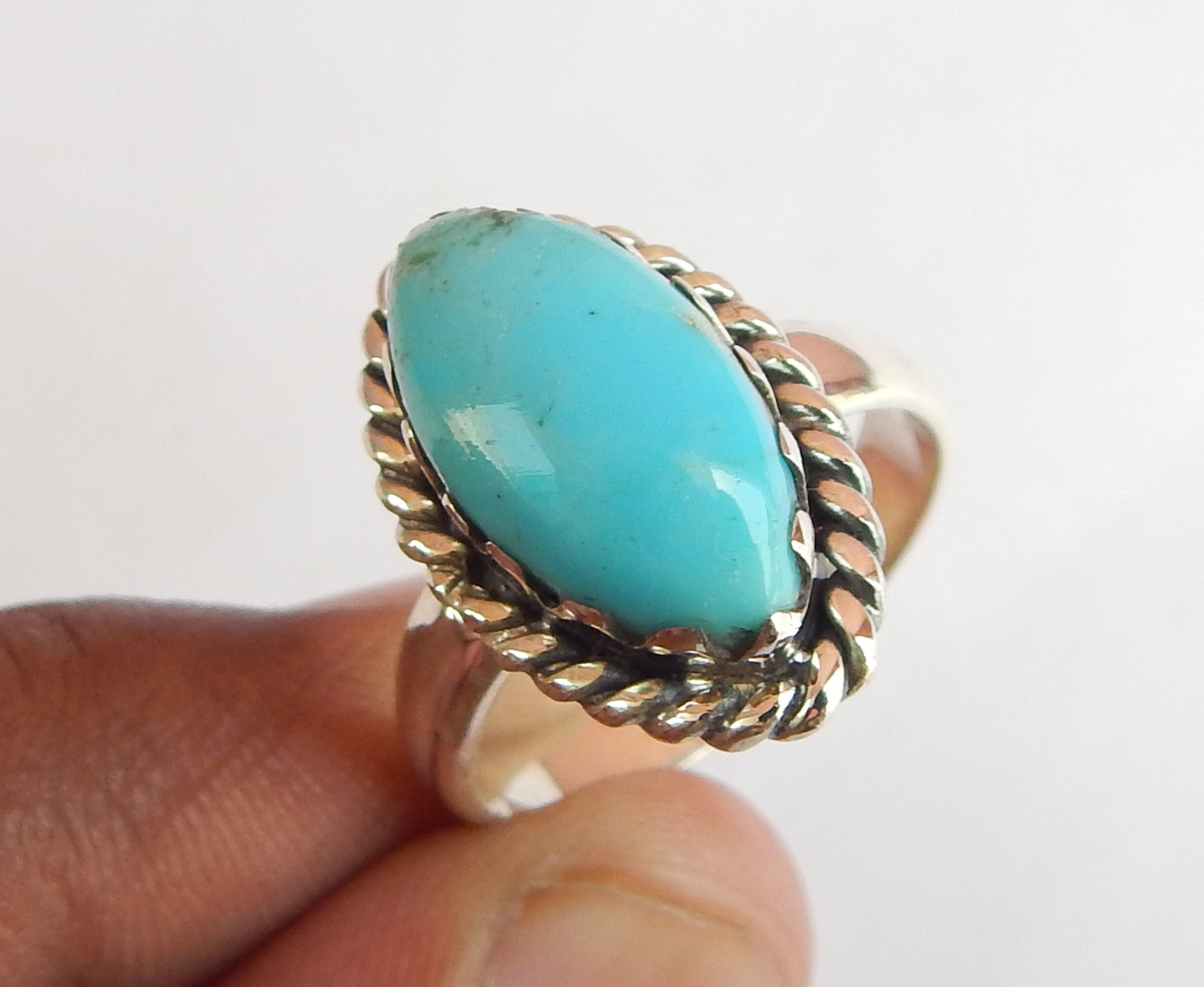 Natural Arizona American Turquoise Silver Ring Marquise - Etsy