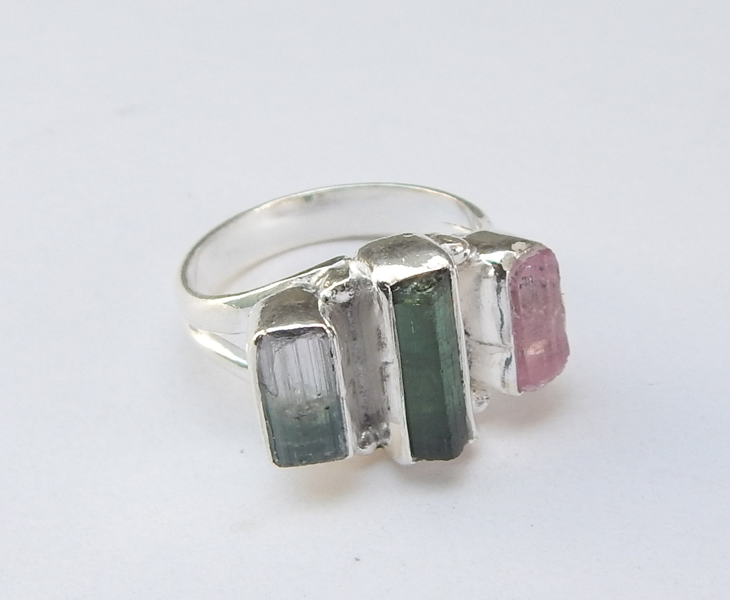 Natural Multi Color Tourmaline 925 Sterling Silver Ring Light - Etsy UK