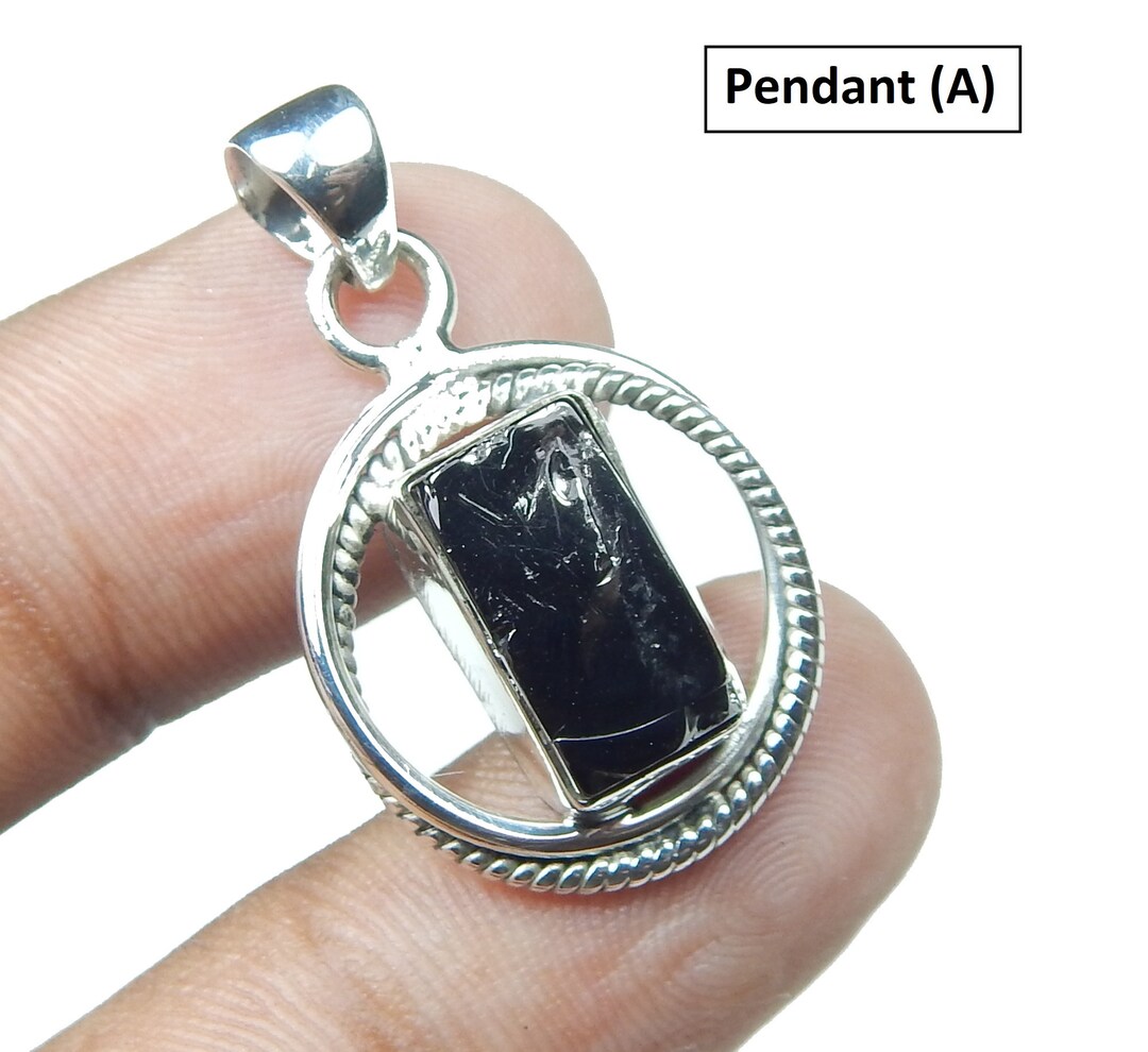 Natural Rough Shungite Gemstone Pendant, Unique Design Silver Pendant ...