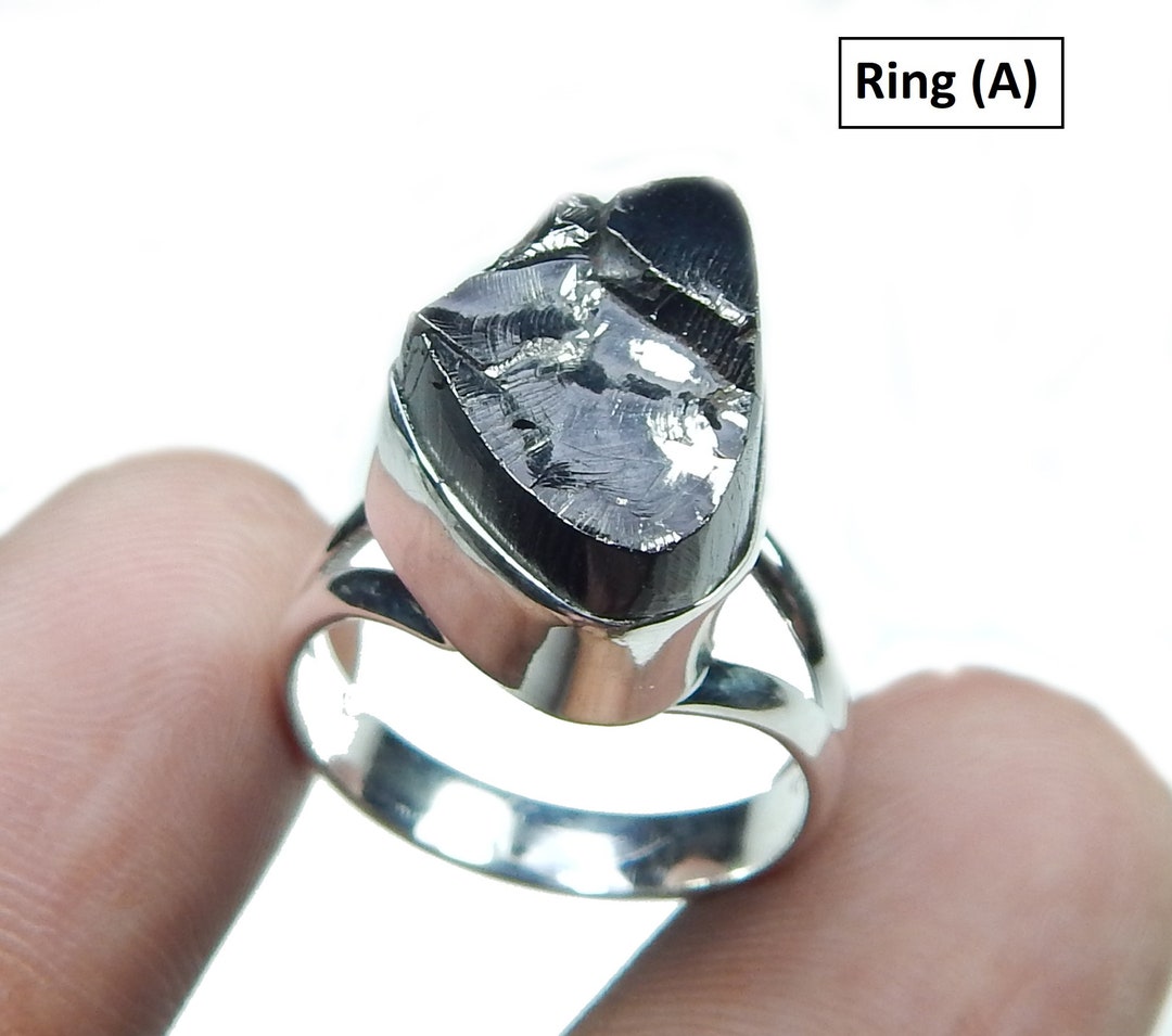 Rough Shungite Gemstone Ring: Handmade 925 Sterling Silver, Split Shank ...