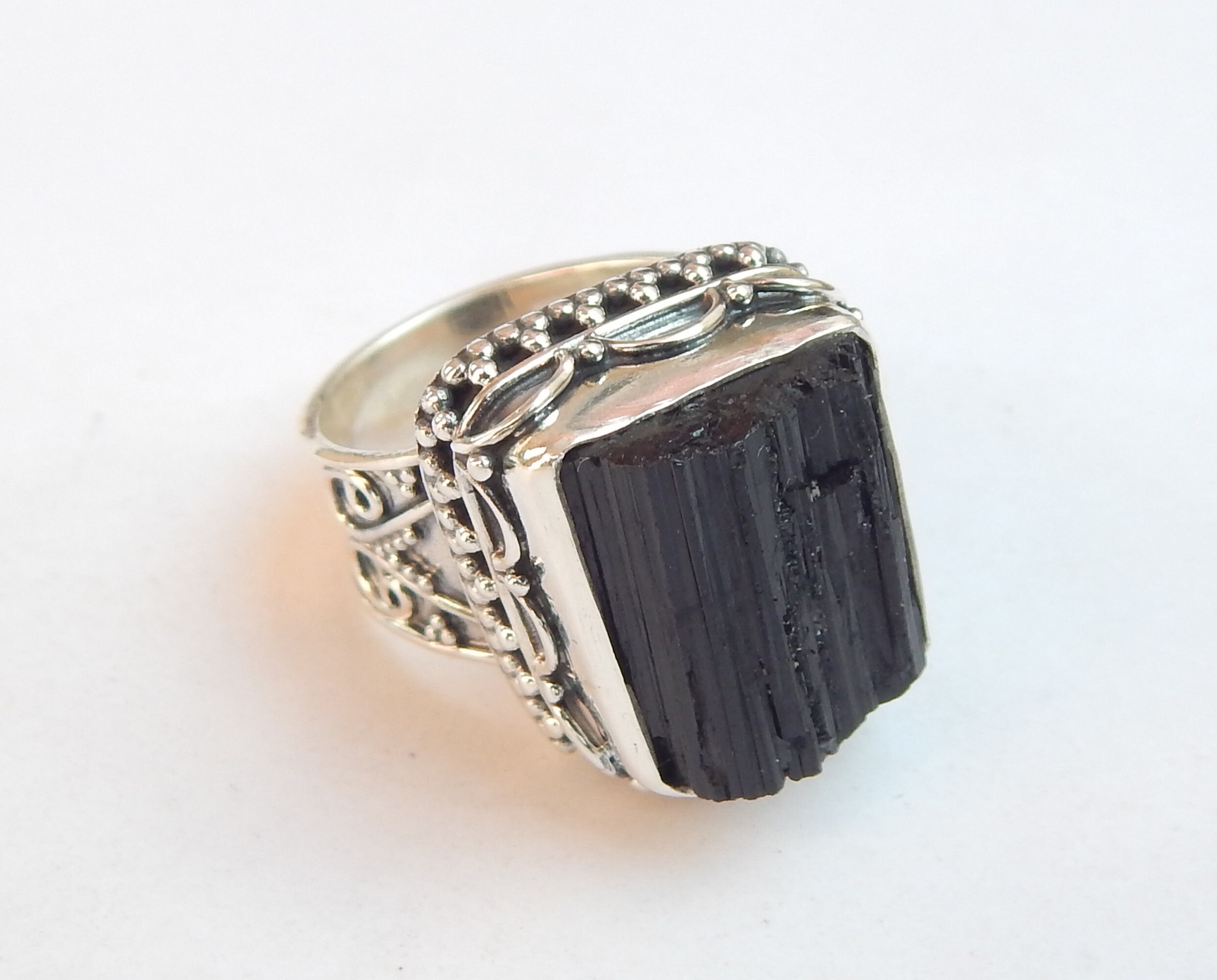 Natural Black Tourmaline Ring Rough Black Tourmaline Ring | Etsy