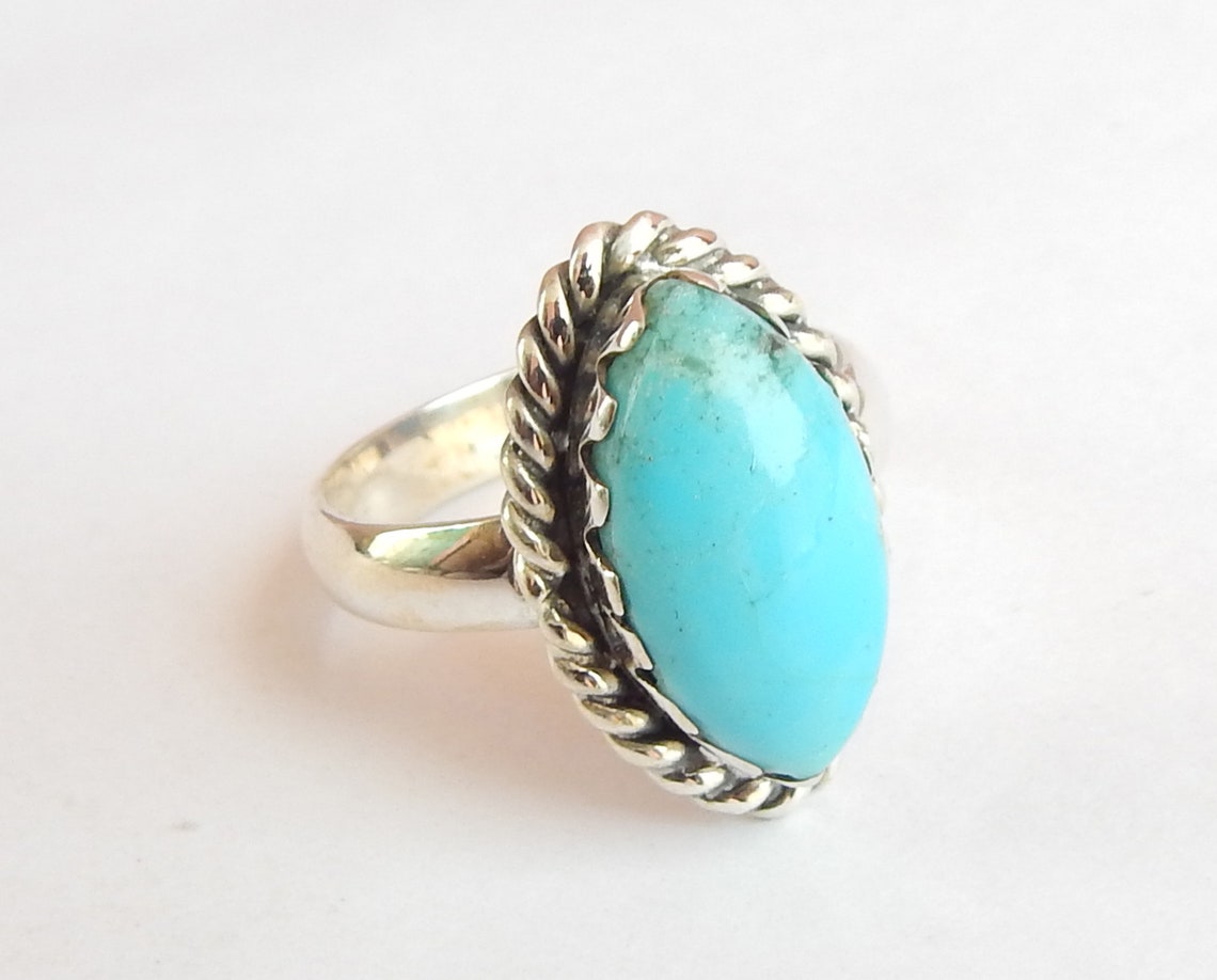Natural Arizona American Turquoise Silver Ring Marquise - Etsy
