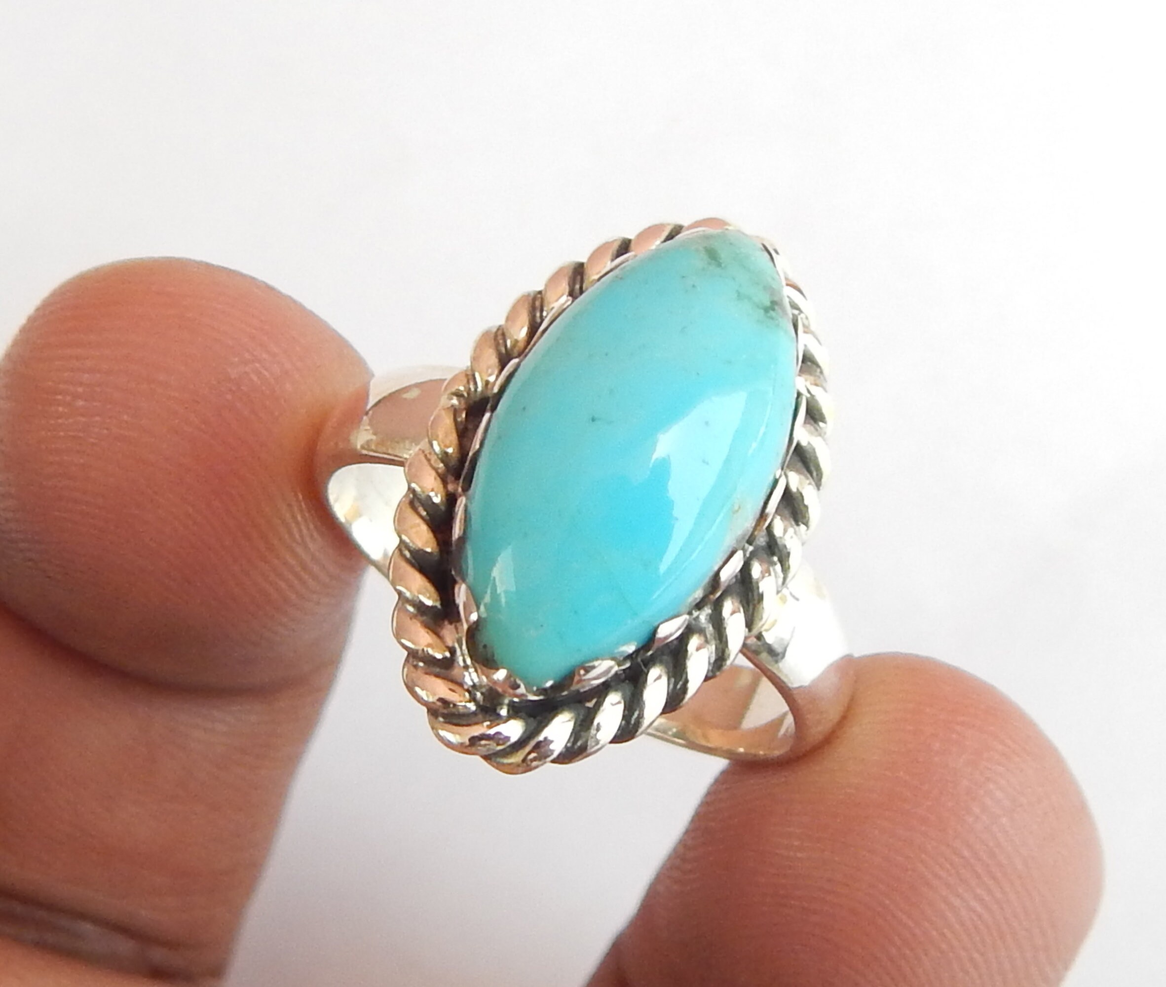 Natural Arizona American Turquoise Silver Ring Marquise - Etsy