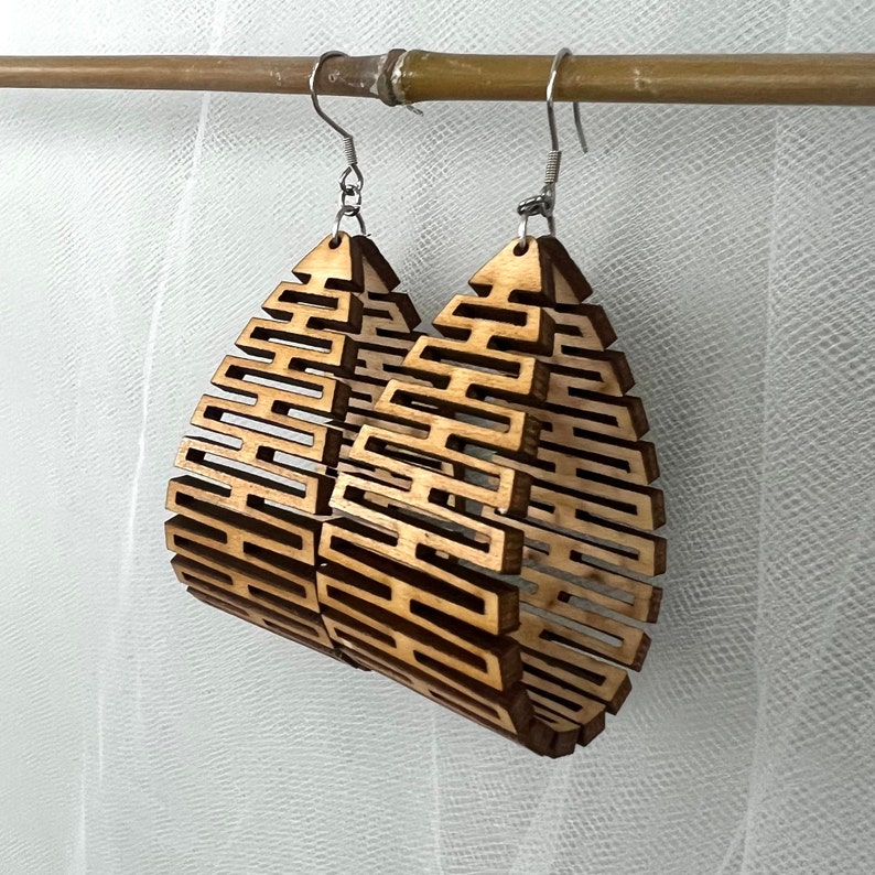 Getting Hingy With It large Wood Hinge Loop Earrings Lightweight Wood ...