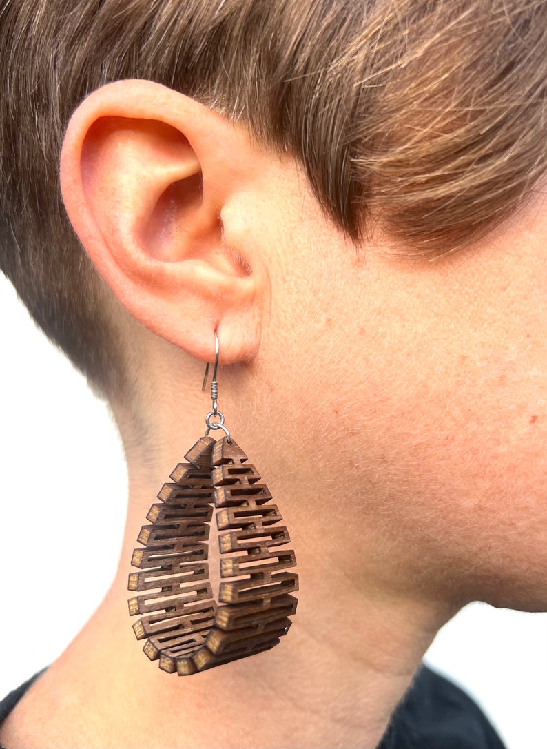 Getting Hingy With It large Wood Hinge Loop Earrings Lightweight Wood ...