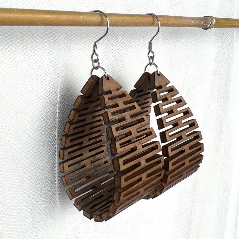 Getting Hingy With It large Wood Hinge Loop Earrings Lightweight Wood ...