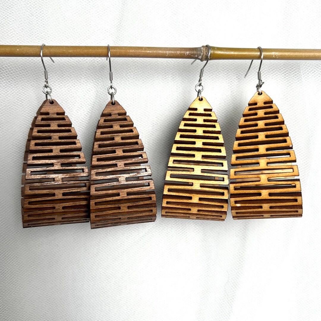 Getting Hingy With It large Wood Hinge Loop Earrings Lightweight Wood ...