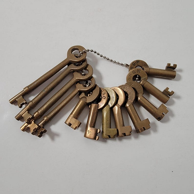 Open and Solid Barrel Brass Railway / Railroad Keys - Etsy