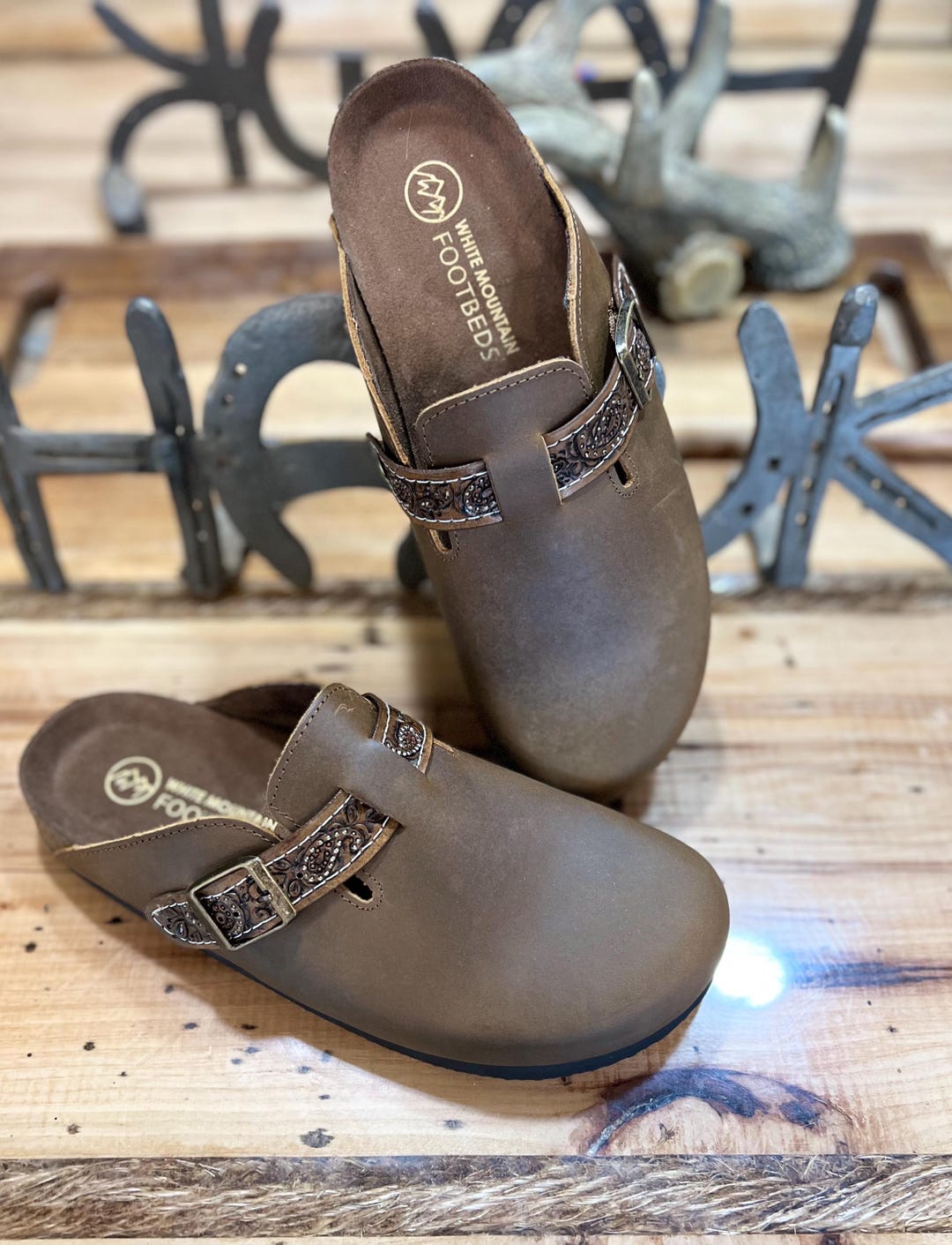 Womens Clogs With Tooled Leather Strap - Etsy