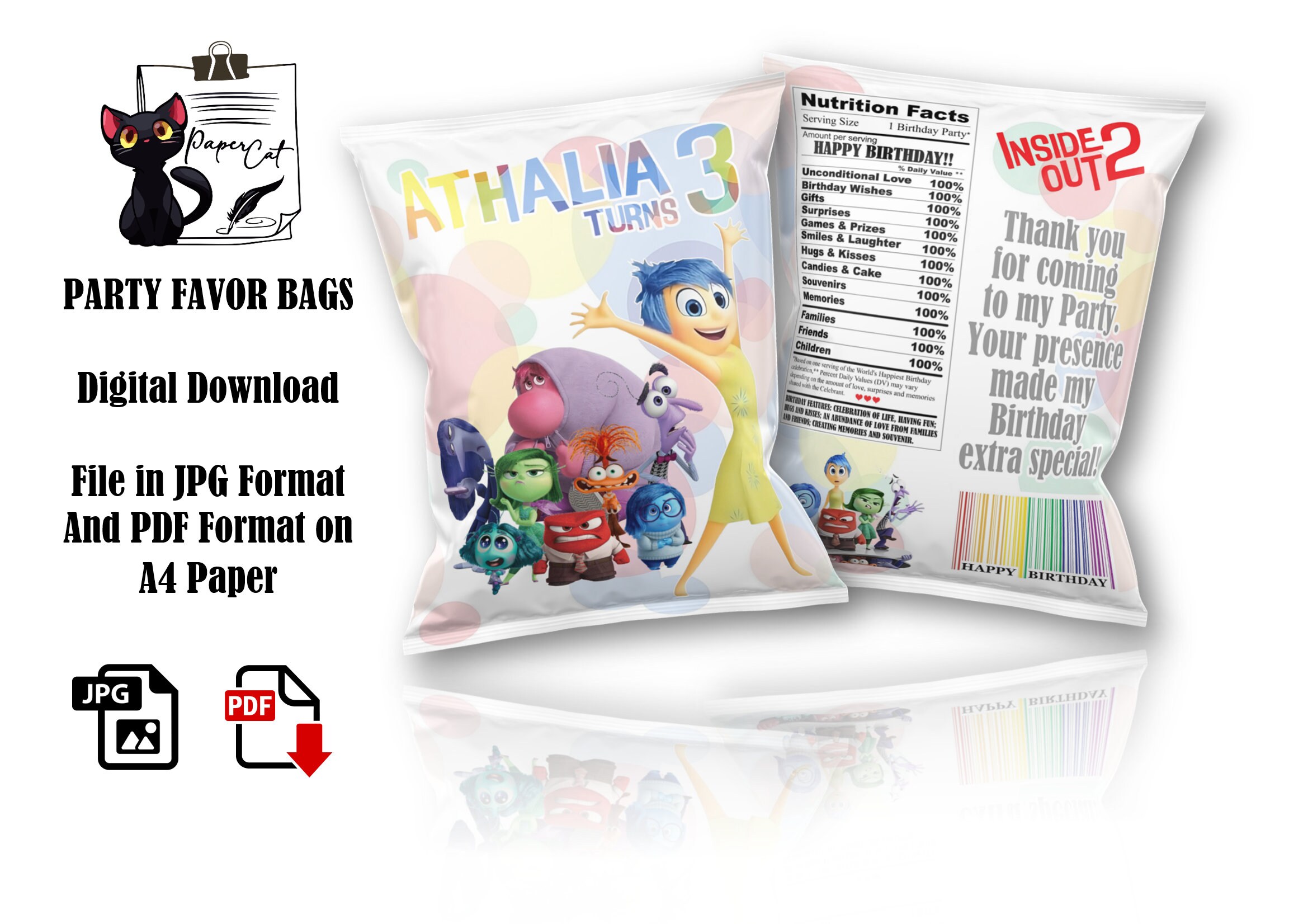 Inside Out 2 Chip Bag: Birthday Party Favors (digital Download) - Etsy