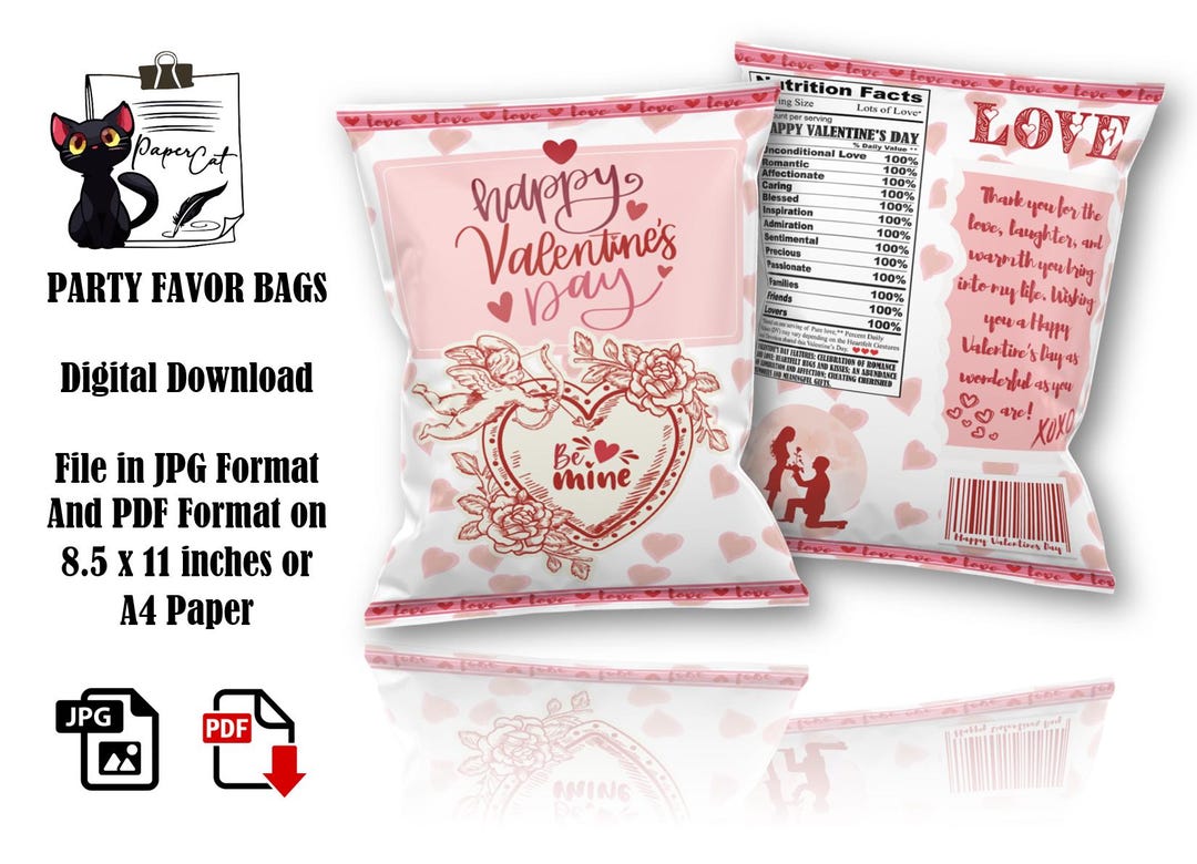 Printable Valentine's Day Chip Bag: Party Favor Loot (digital Download ...