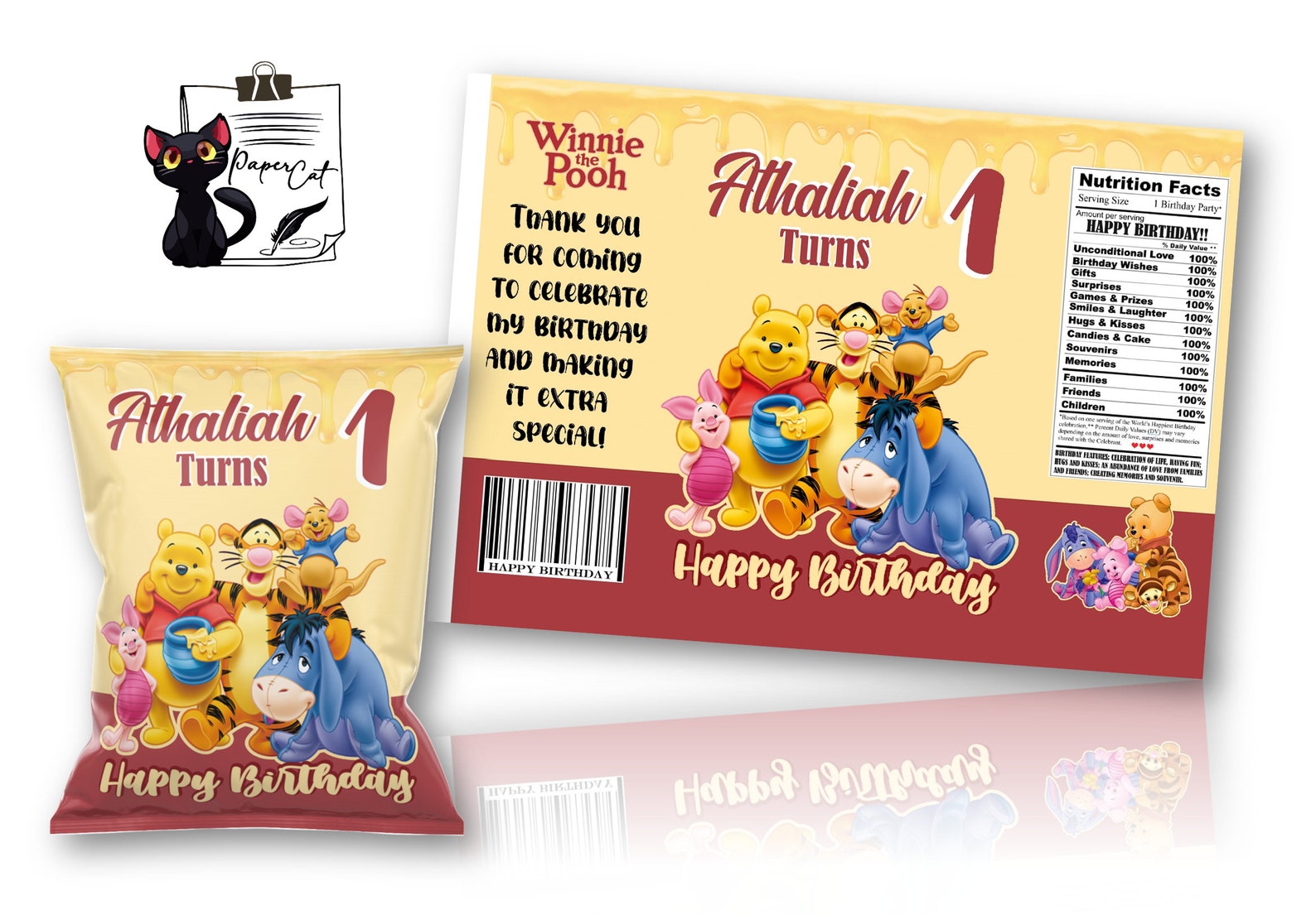 Winnie the Pooh Chip Bag, Winnie the Pooh Birthday Theme and Winnie the ...