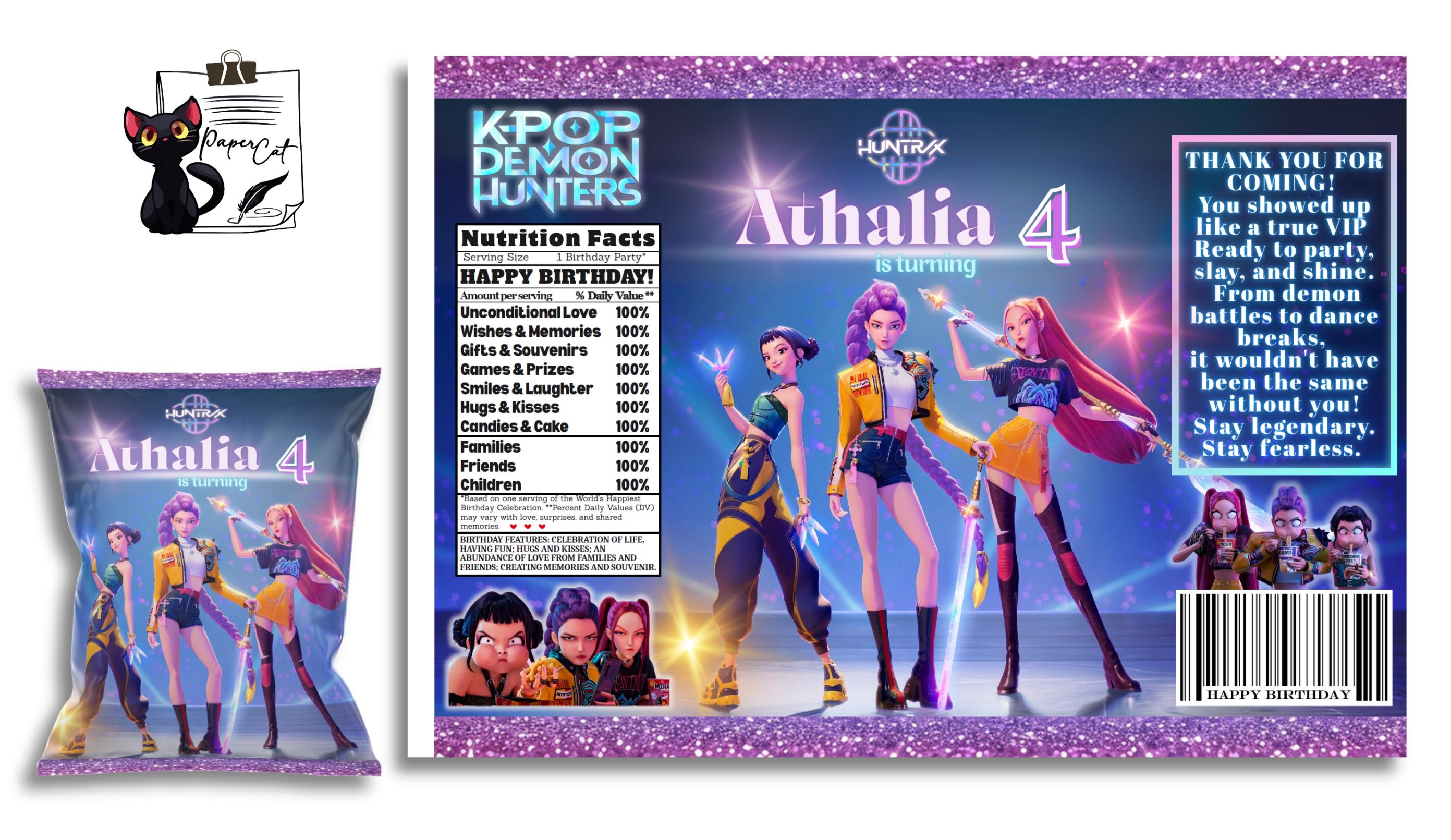 Kpop Demon Hunter Chip Bag, Huntrix Party Favor (digital Download) - Etsy