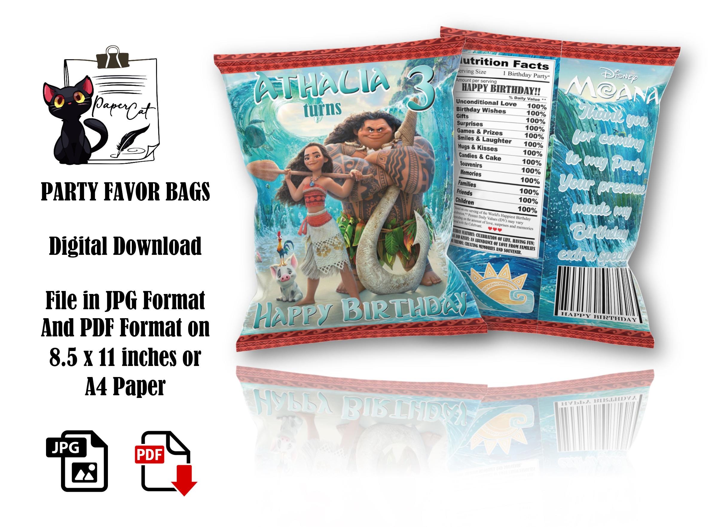 Chip Bag, Printable Moana Chip Bag, Moana Birthday Theme, Moana Loot ...