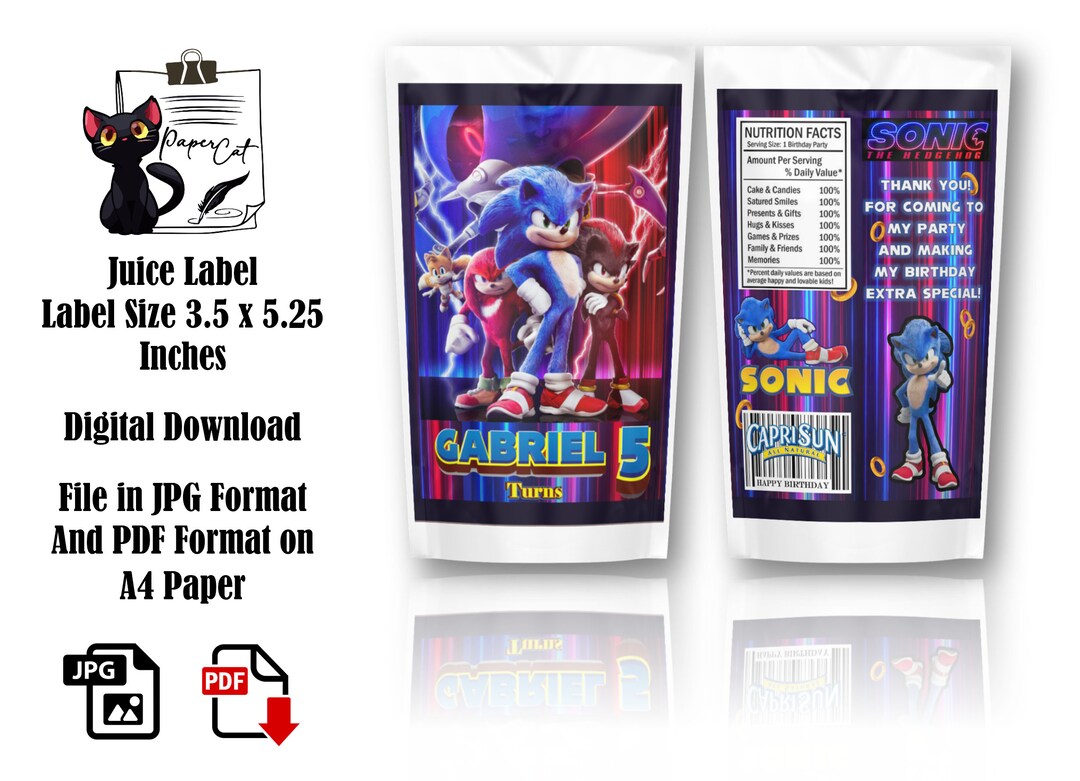 Sonic the Hedgehog JUICE Label,sonic the Hedgehog Birthday Theme and ...