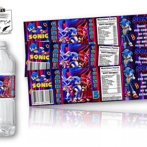 Sonic the Hedgehog Water Bottle Label: Birthday Party Favors (digital ...