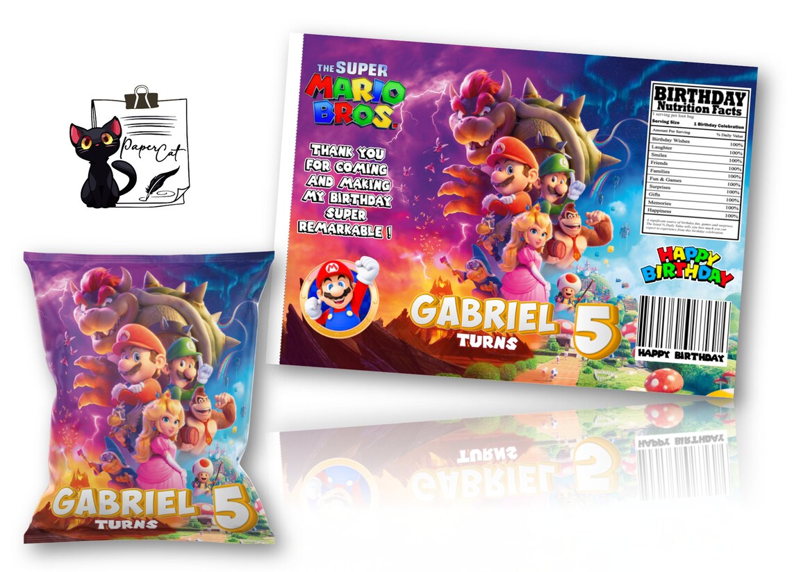 Printable Super Mario Bros Chip Bag and Super Mario Bros Party Favors ...