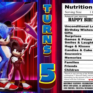 Sonic the Hedgehog Water Bottle Label: Birthday Party Favors (digital ...