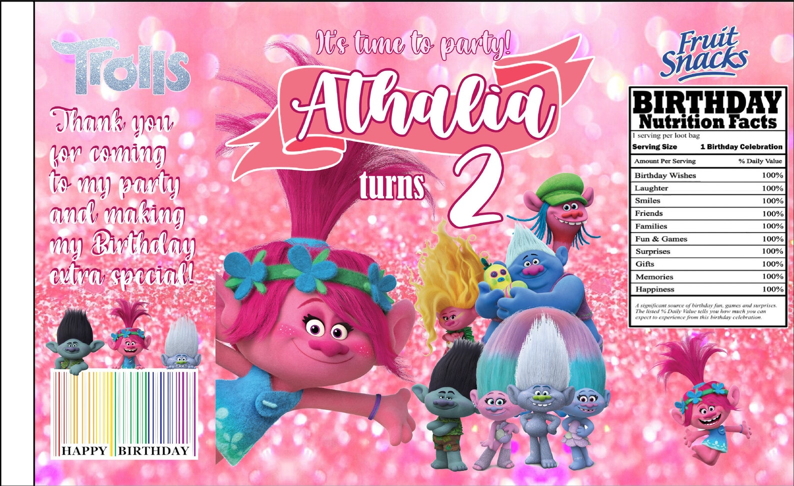 FRUIT SNACK, Trolls Fruit Snack Chip Bag and Trolls Fruit Snack Party ...