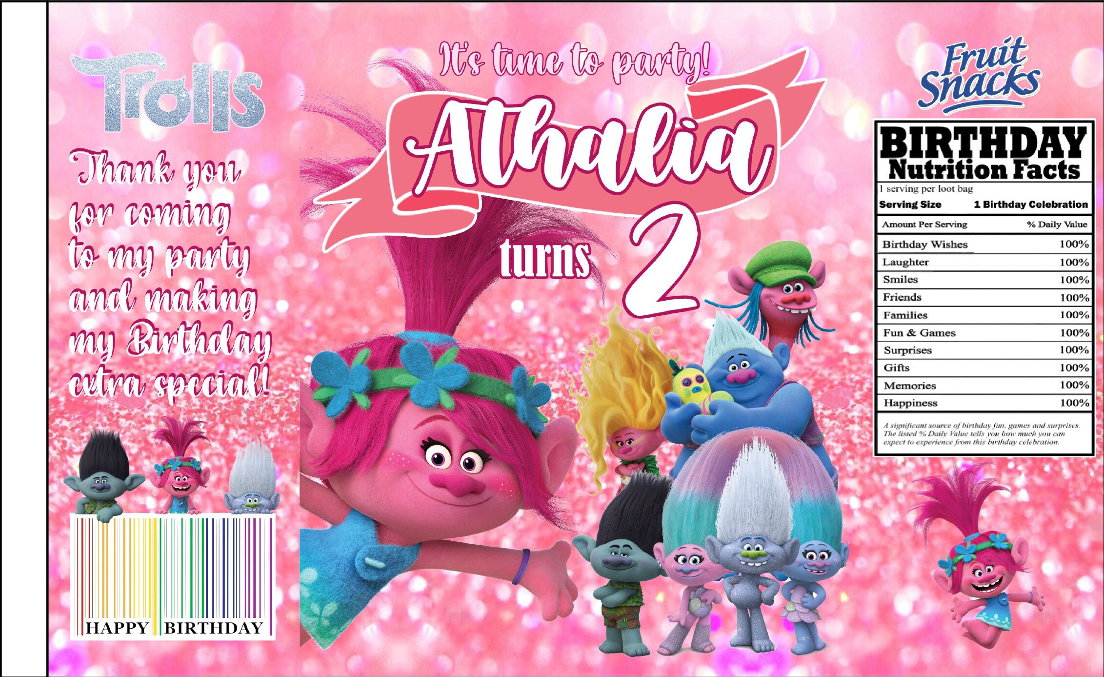 FRUIT SNACK, Trolls Fruit Snack Chip Bag and Trolls Fruit Snack Party ...