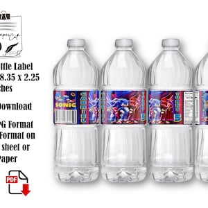 Sonic the Hedgehog Water Bottle Label: Birthday Party Favors (digital ...