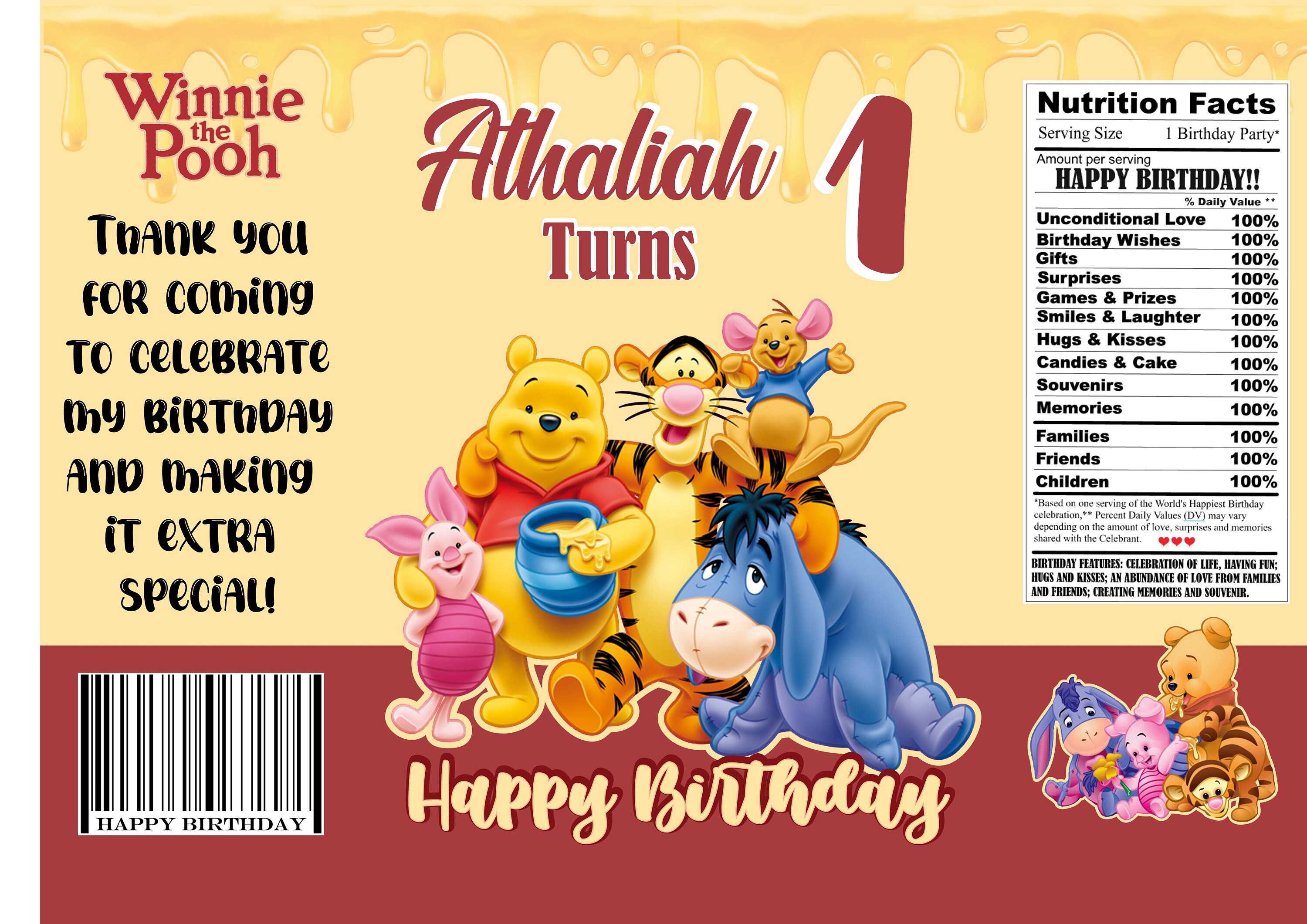 Winnie the Pooh Chip Bag: Birthday Party Favors (digital Download) - Etsy