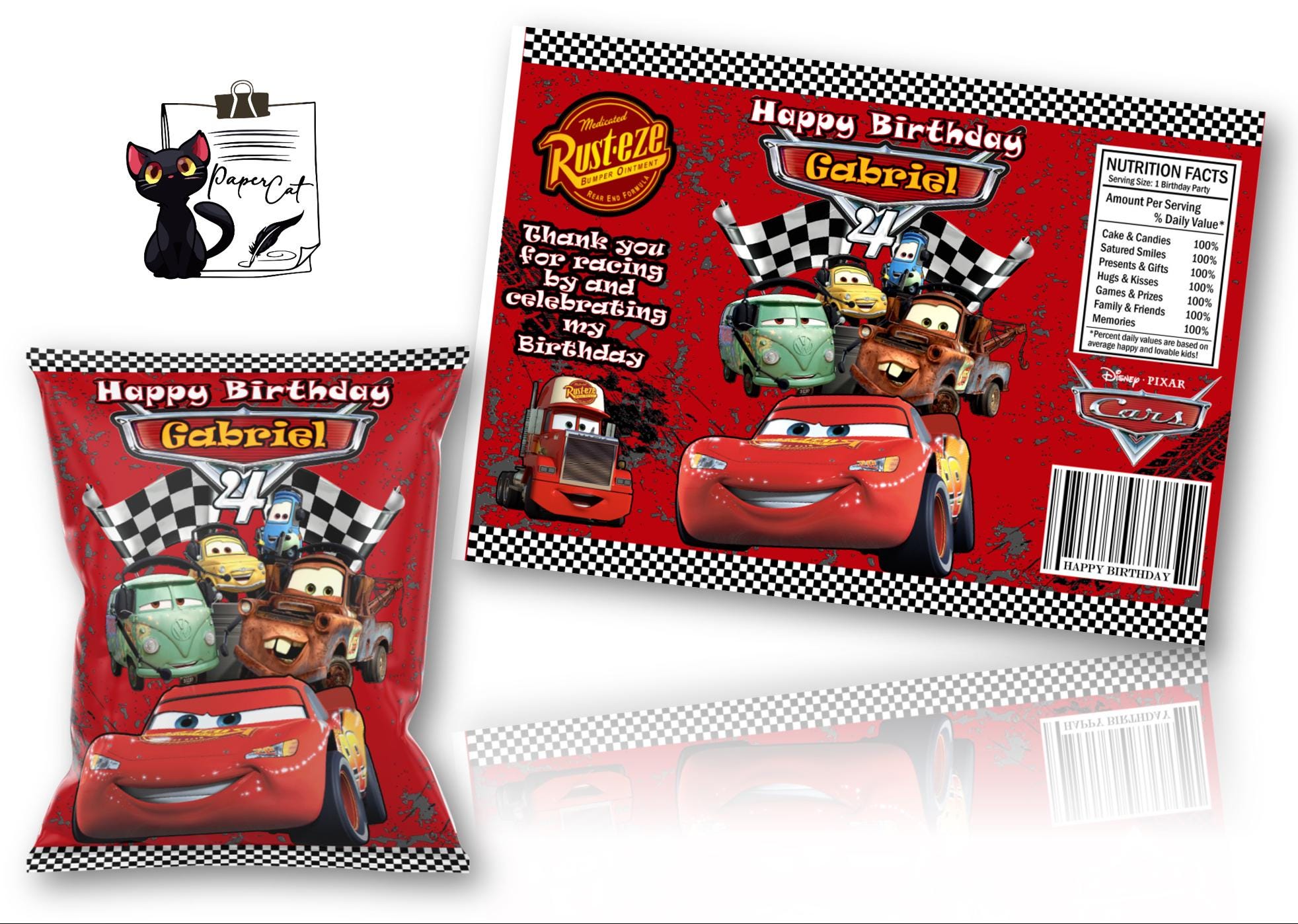 Printable Cars Chip Bags: Lightning Mcqueen Birthday Party Favors ...